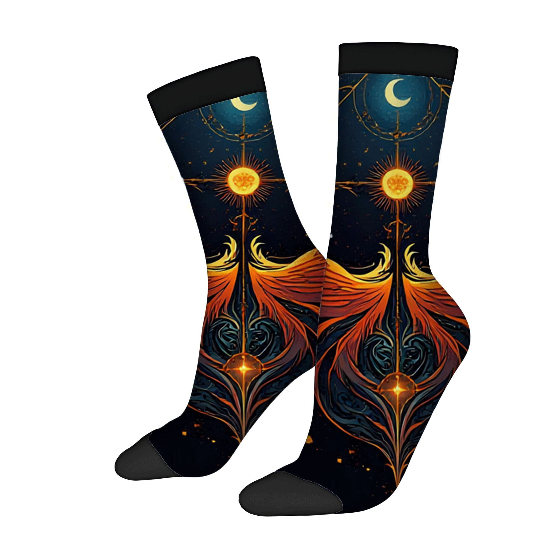 Celestial Theme Socks - 2 Pairs of Unisex Trendy Socks with Star ...