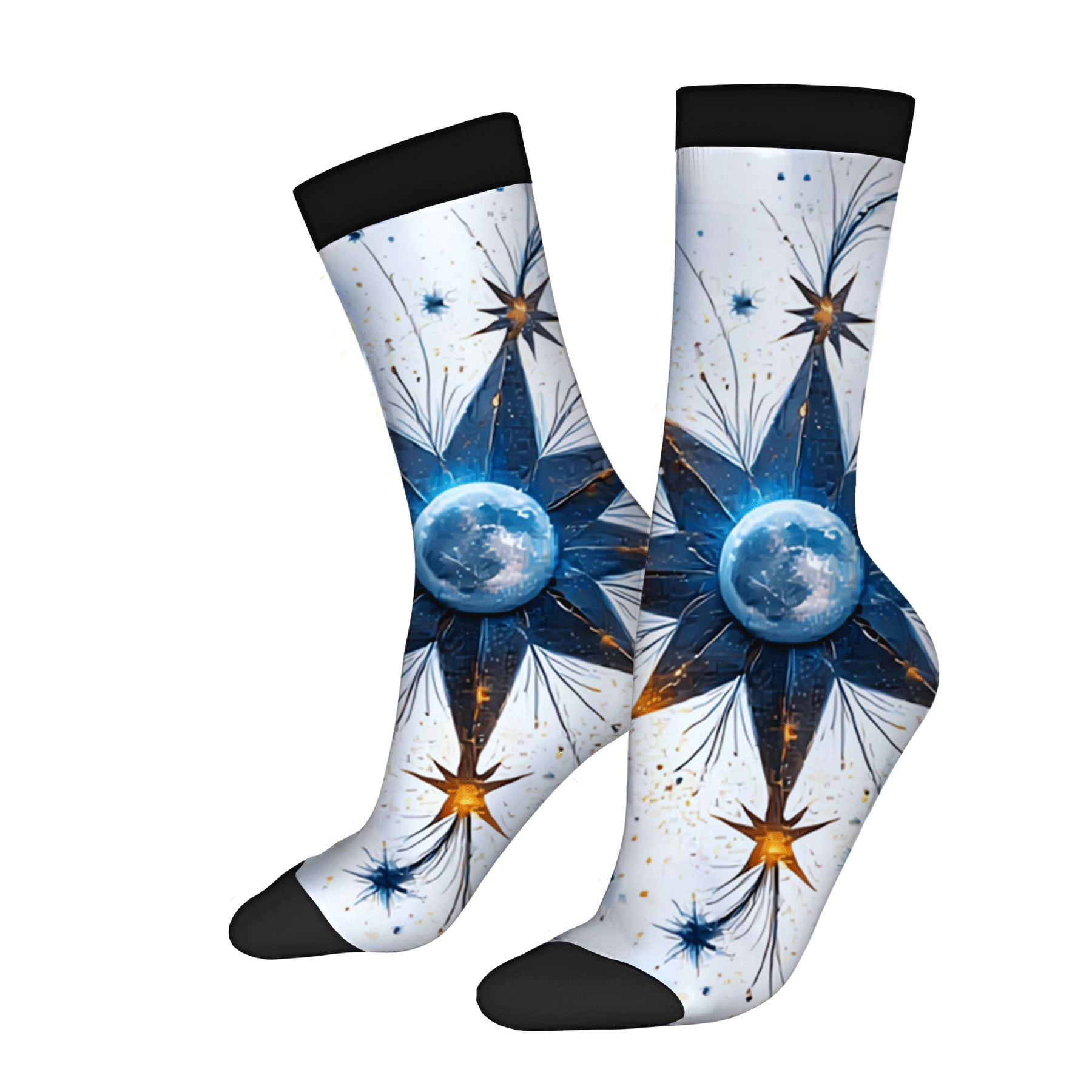 Celestial-Themed Socks: 2 Pairs of Unisex Trendy Socks with Star ...