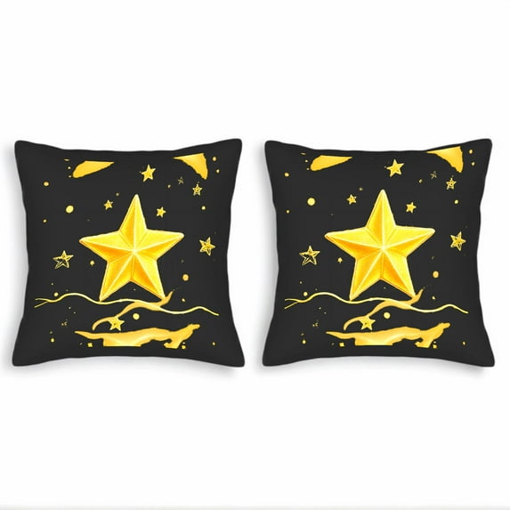 Celestial Throw Pillow Covers 18x18in Set of 2 - Black Background with ...