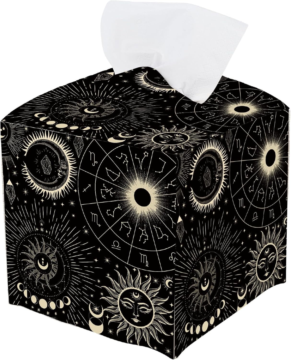 Celestial Tissue Box Cover Square Sun Moon Star Tissue Box Cover Holder ...