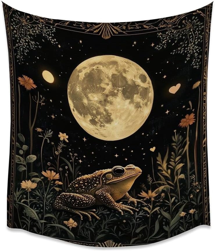 Celestial Toad Tapestry Gothic Occult Wildflower Tapestry Wall Hanging ...