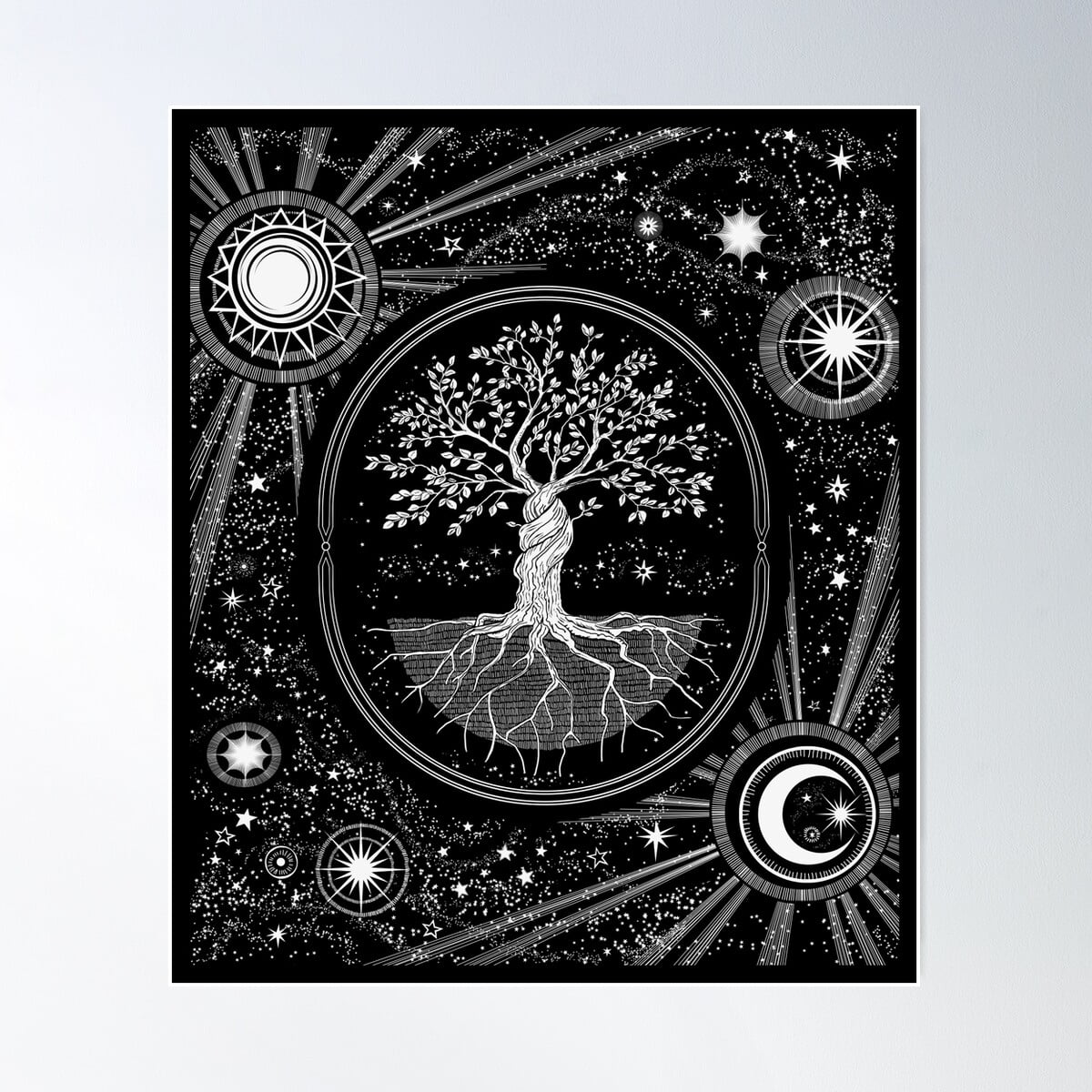 Celestial Tree Of Life Poster Wall Art Modern Wall Decor For Living ...