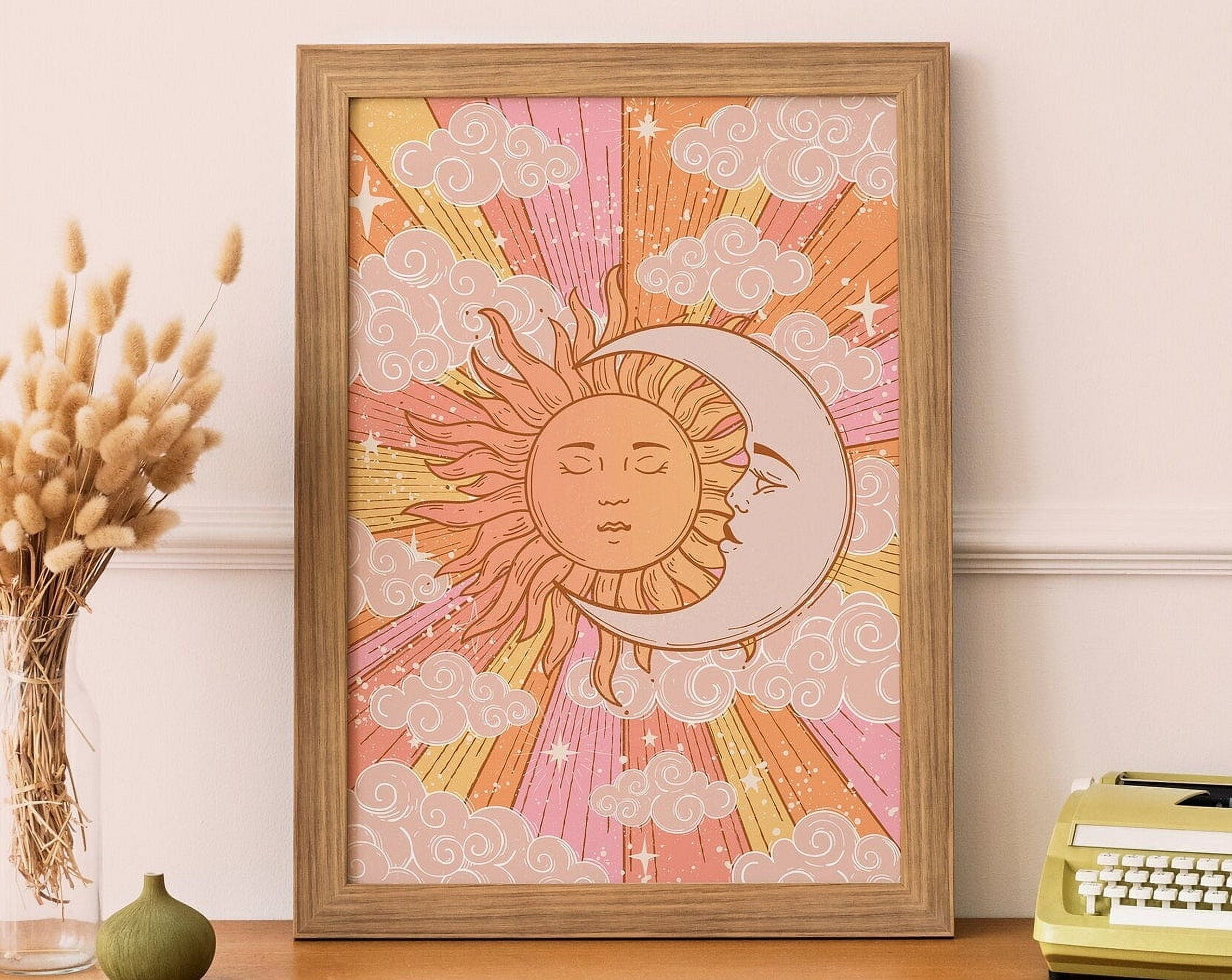 Celestial Wall Art, 70S Poster, Retro Art Print, Moon Print, Sun Print ...