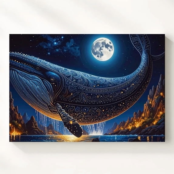 Celestial Whale Posterfantasy Moonlit Sky & Cosmic Ocean Flight Wall ...