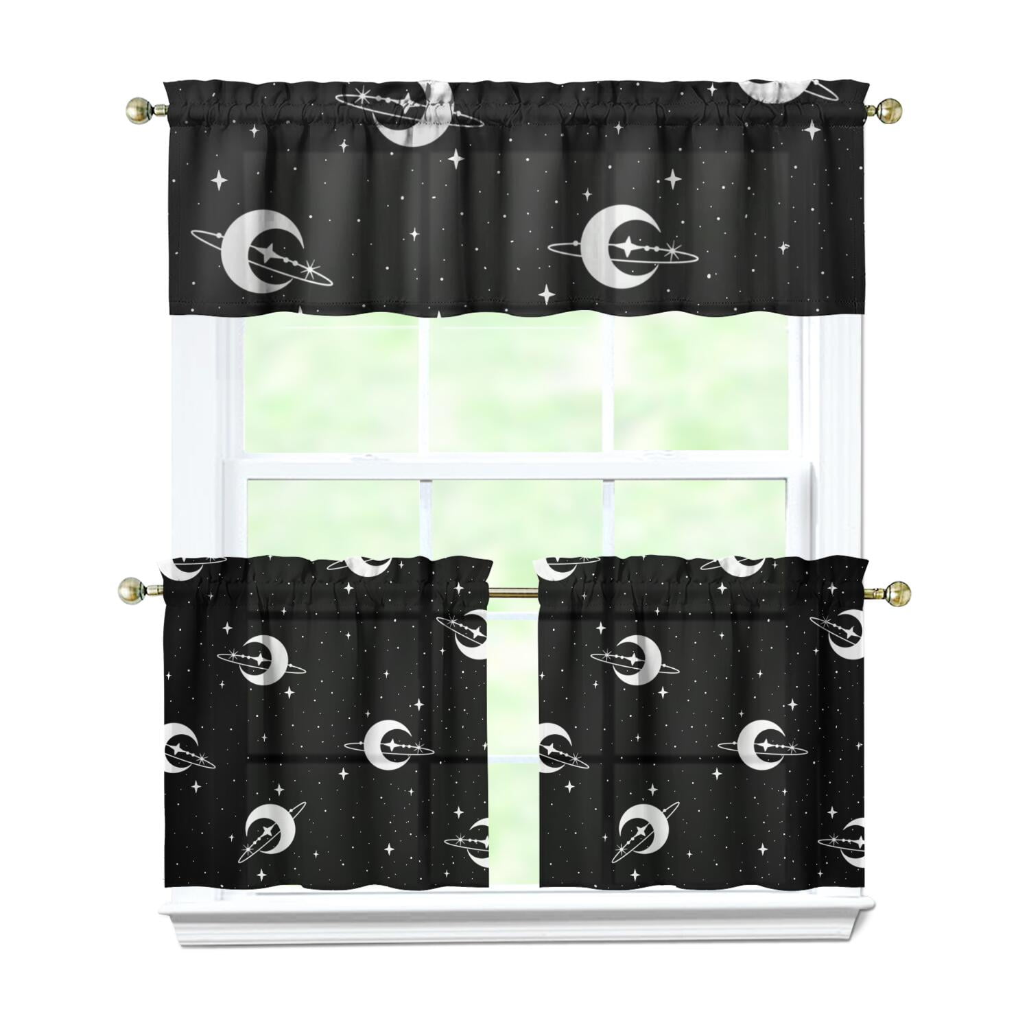 Celestial Window Treatment Panels - 3 Pack Gothic Starry Night & Solar ...