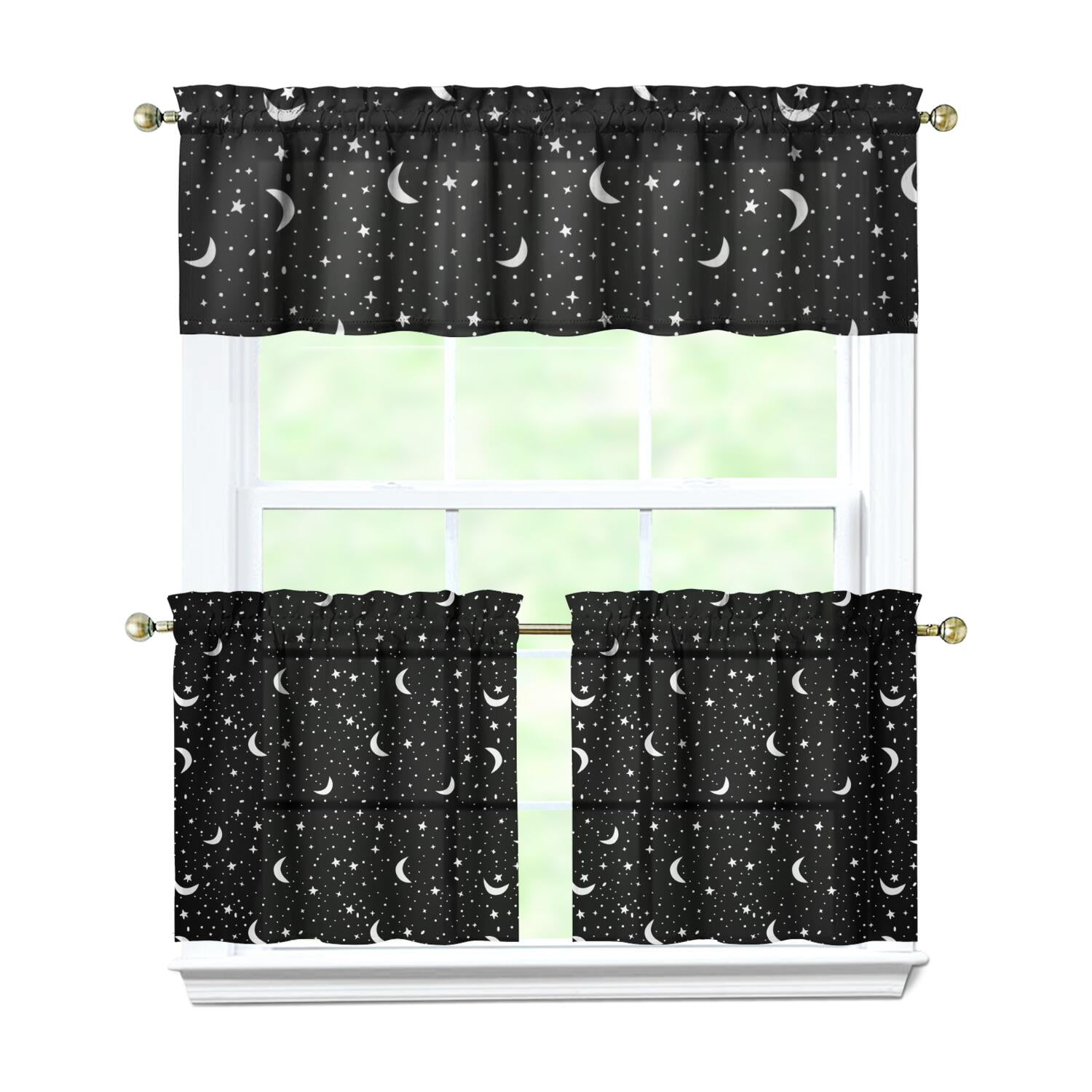 Celestial Window Treatment Panels - 3 Pack Gothic Starry Night & Solar ...