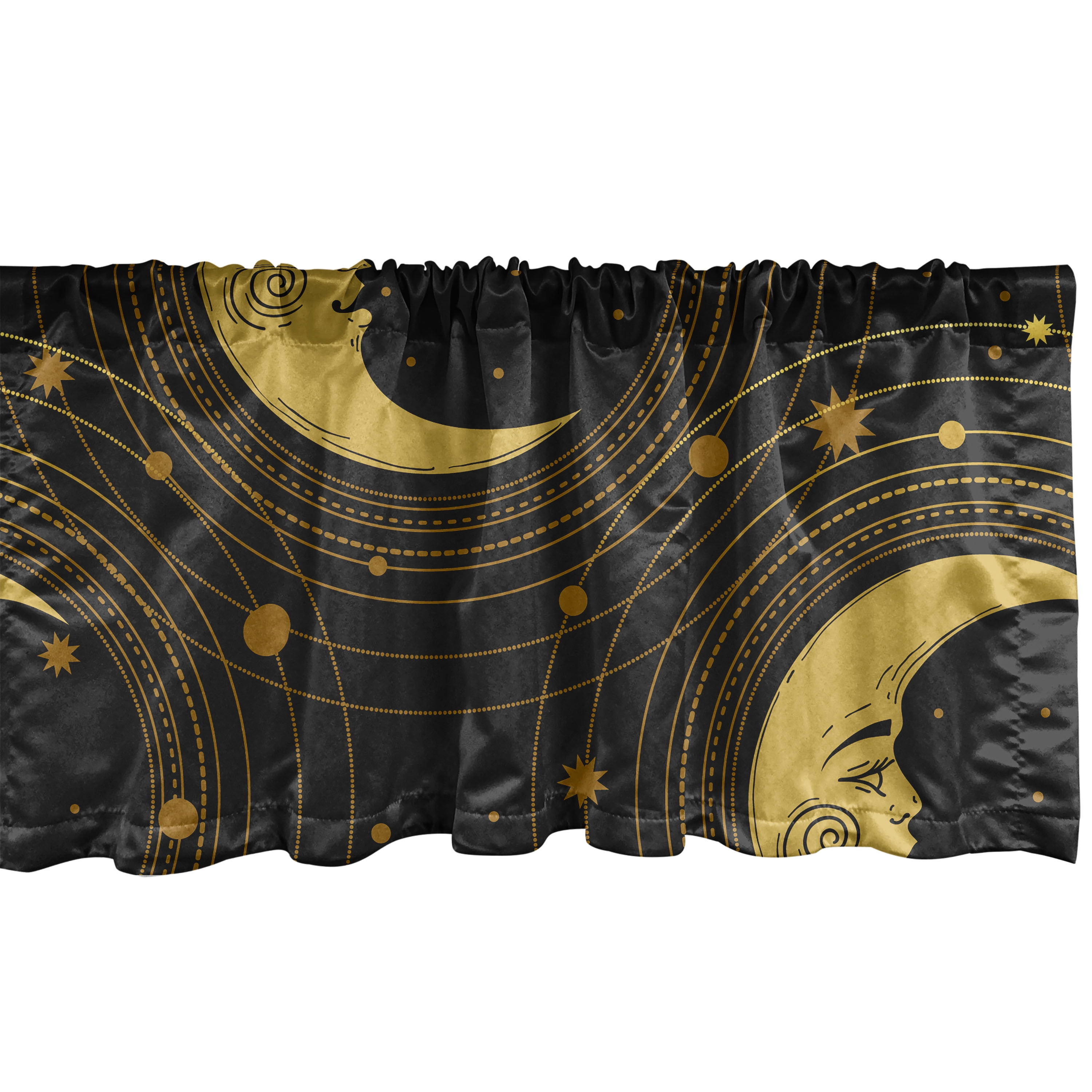 Celestial Window Valance, Bohemian Style Moon and Stars with Orbit ...