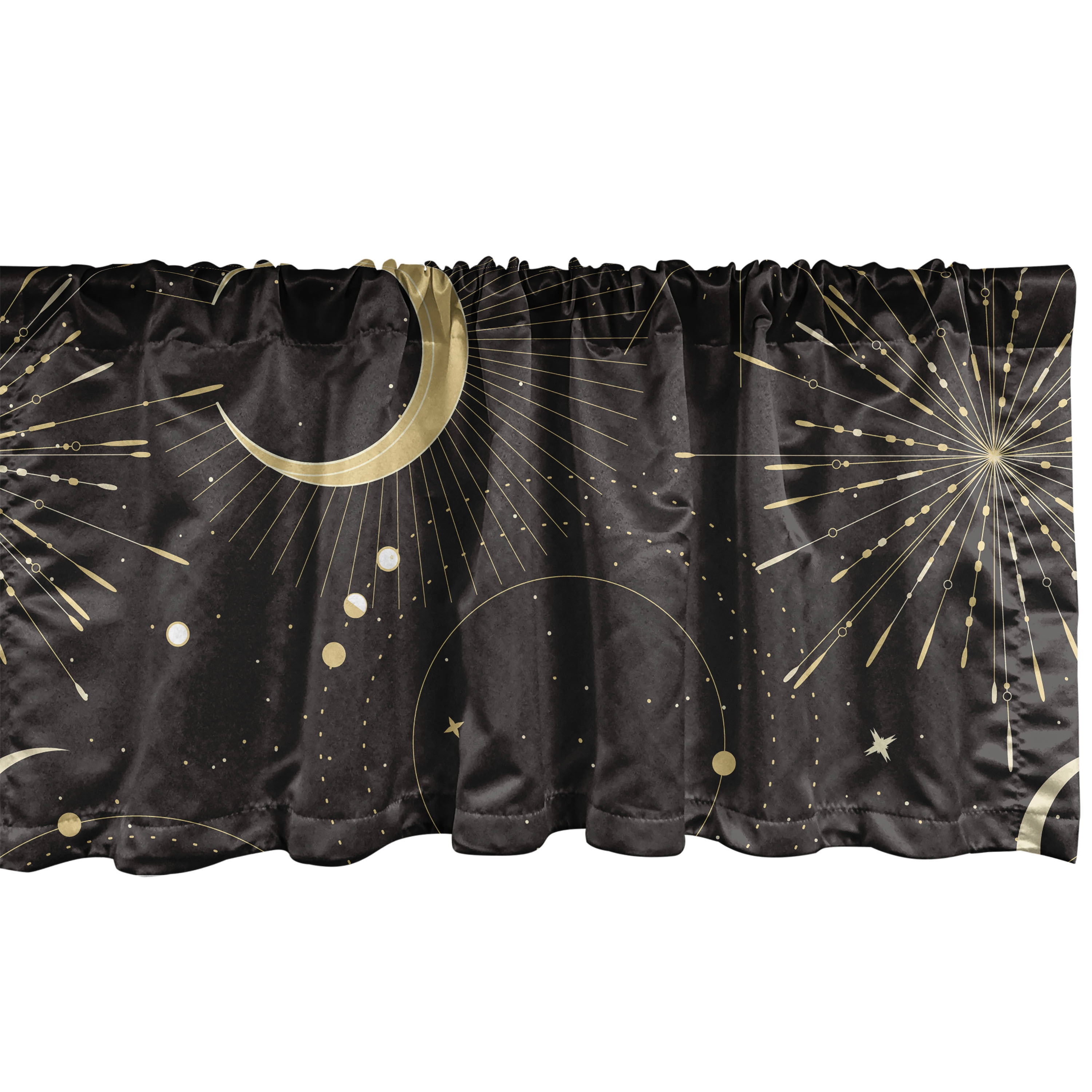 Celestial Window Valance, Outer Space Inspired Moon and Orbit Pattern ...