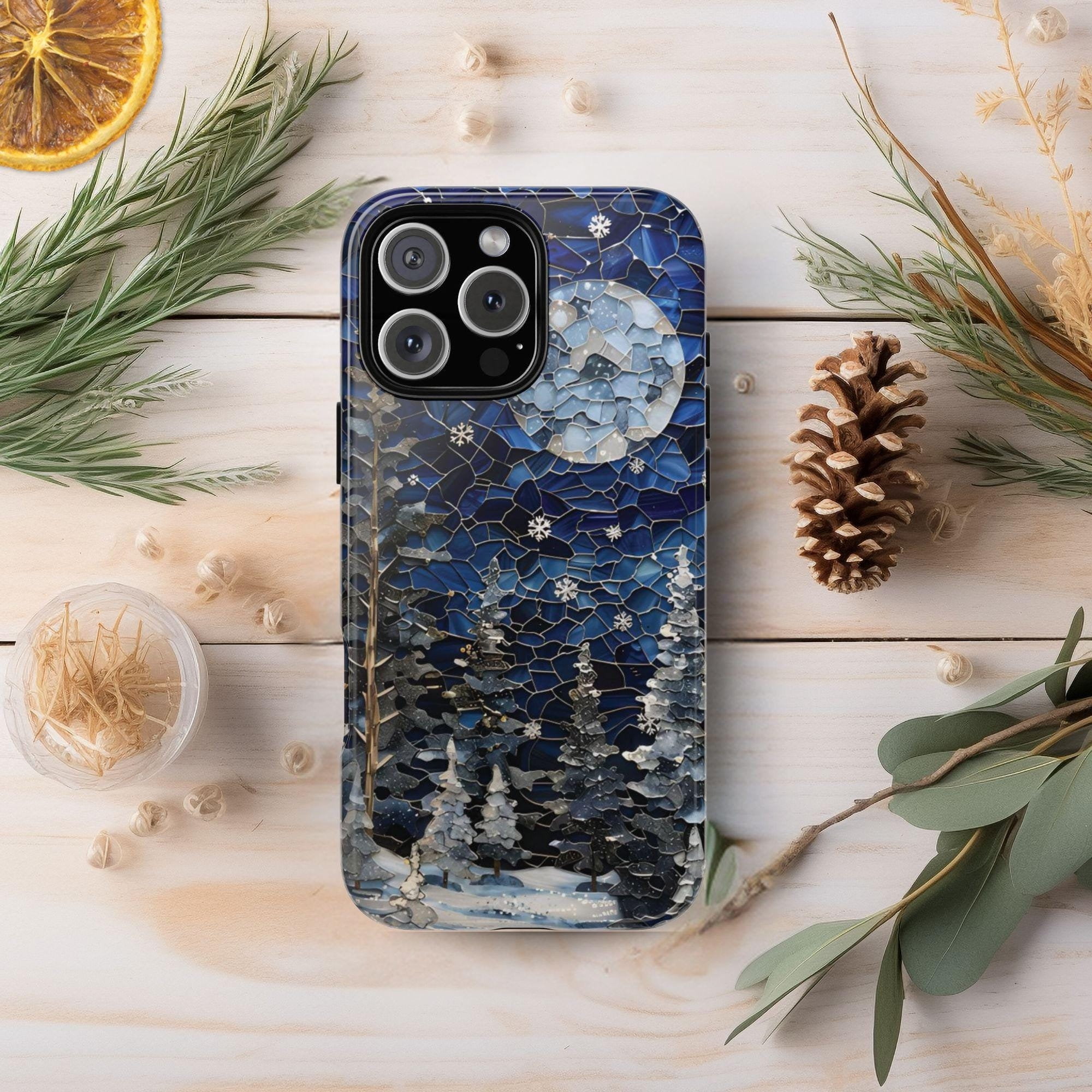 Celestial Winter Glow Phone Case Cosmic Frost Mosaic for iPhone 17 to ...