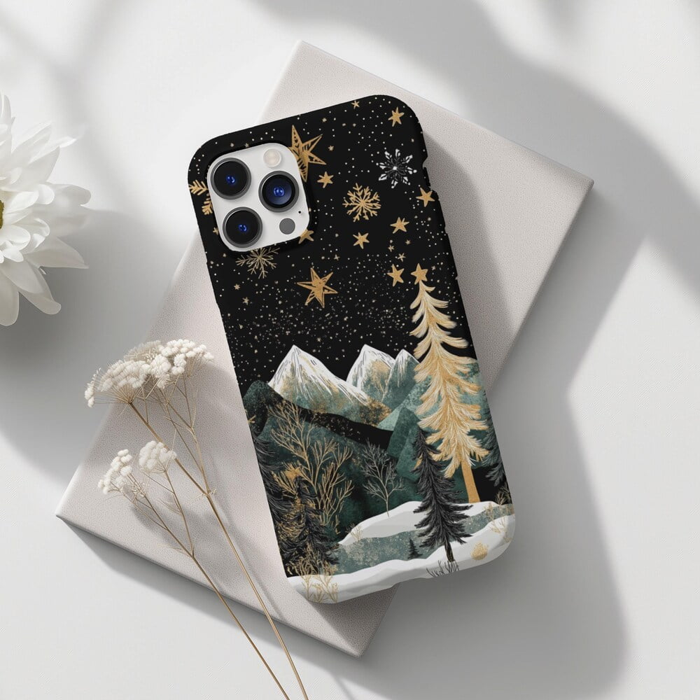 Celestial Winter Night Sky Landscape Phone Case with iPhone 17 to 11 ...