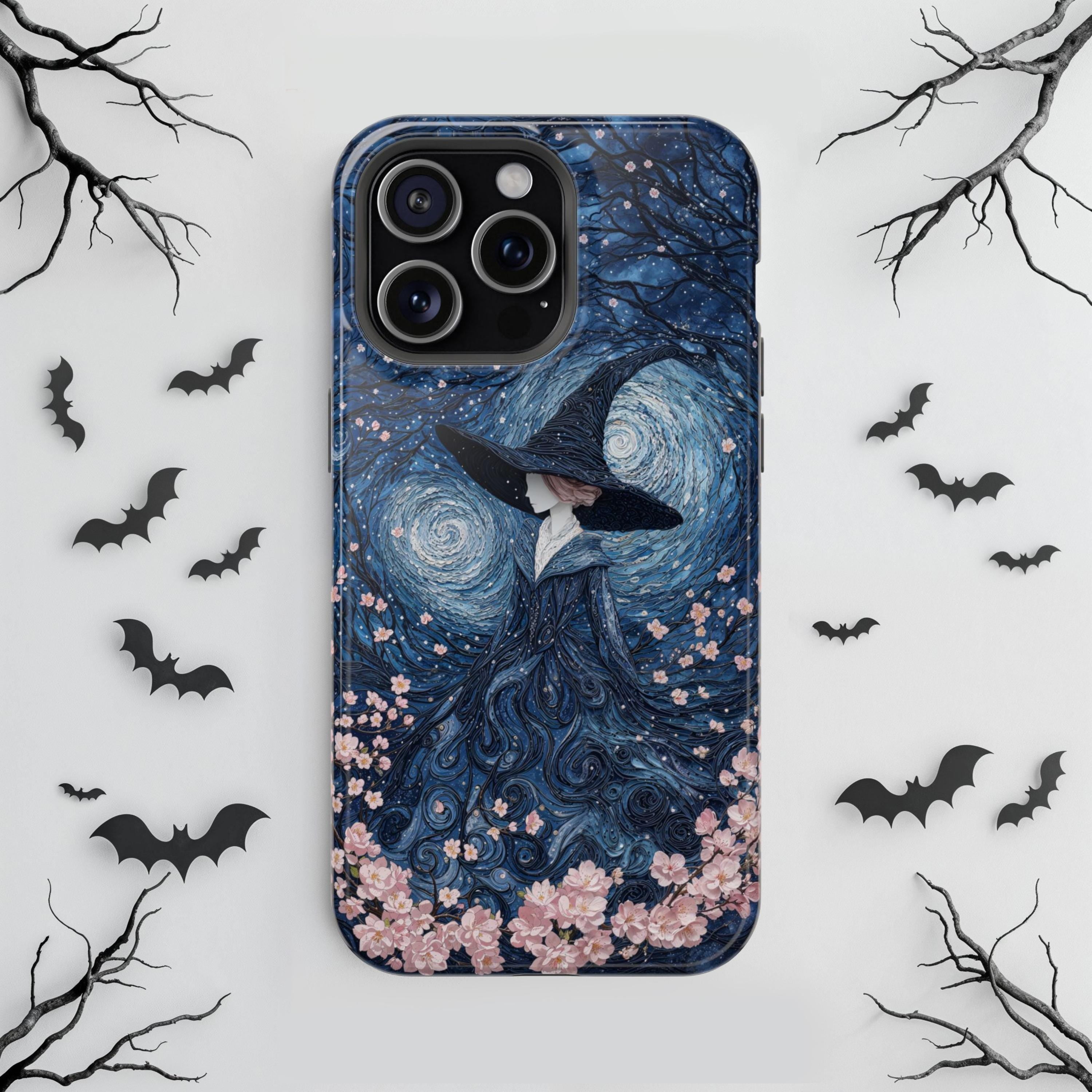 Celestial Witch Blossom Phone Case Night Floral Scene for iPhone 17 16 ...