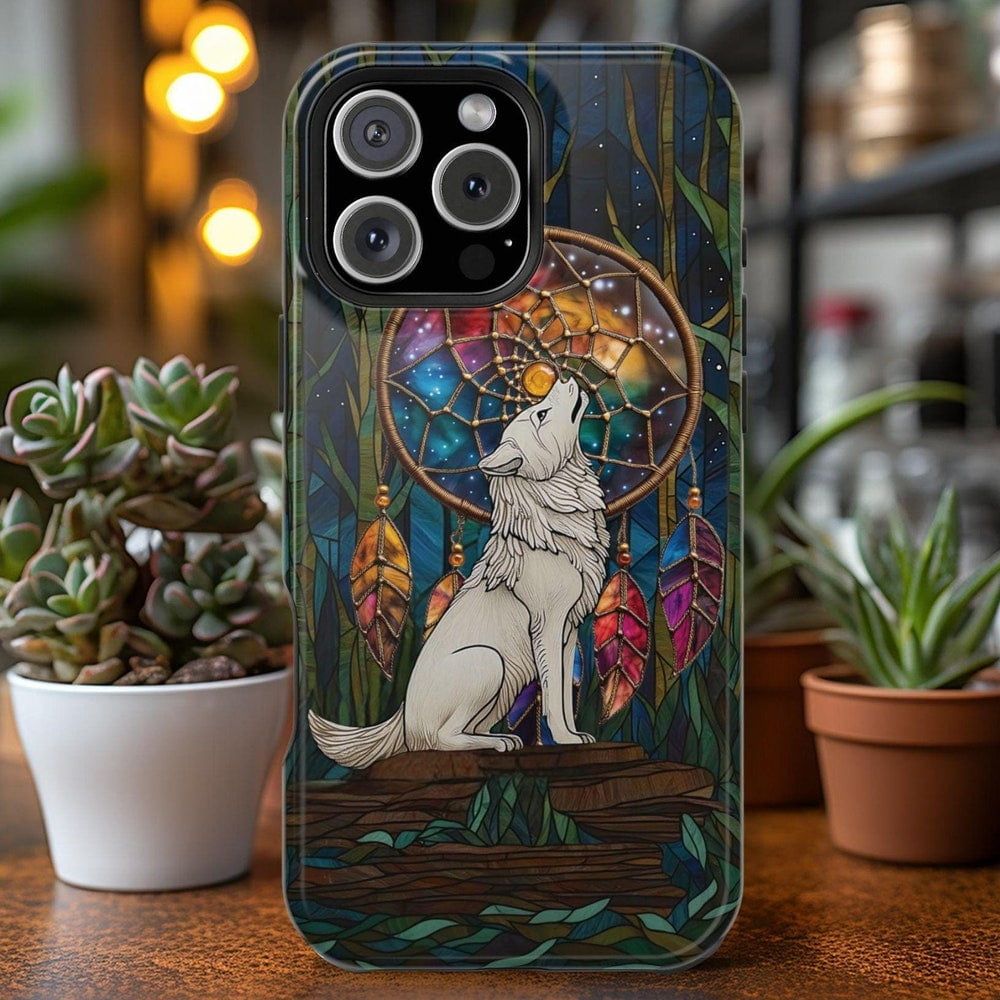 Celestial Wolf Dream Catcher Stained Glass Compatible Phone Case for ...