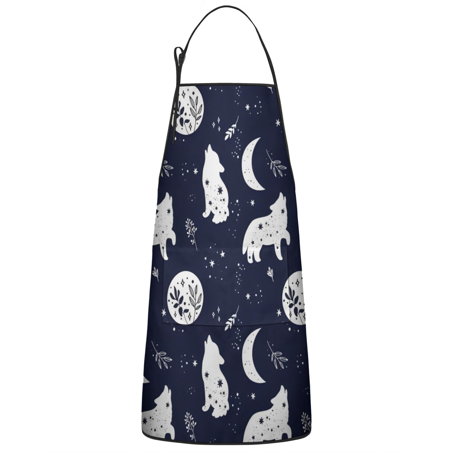 Celestial Wolf Halloween Pattern Apron-Garden Aprons for Women with ...