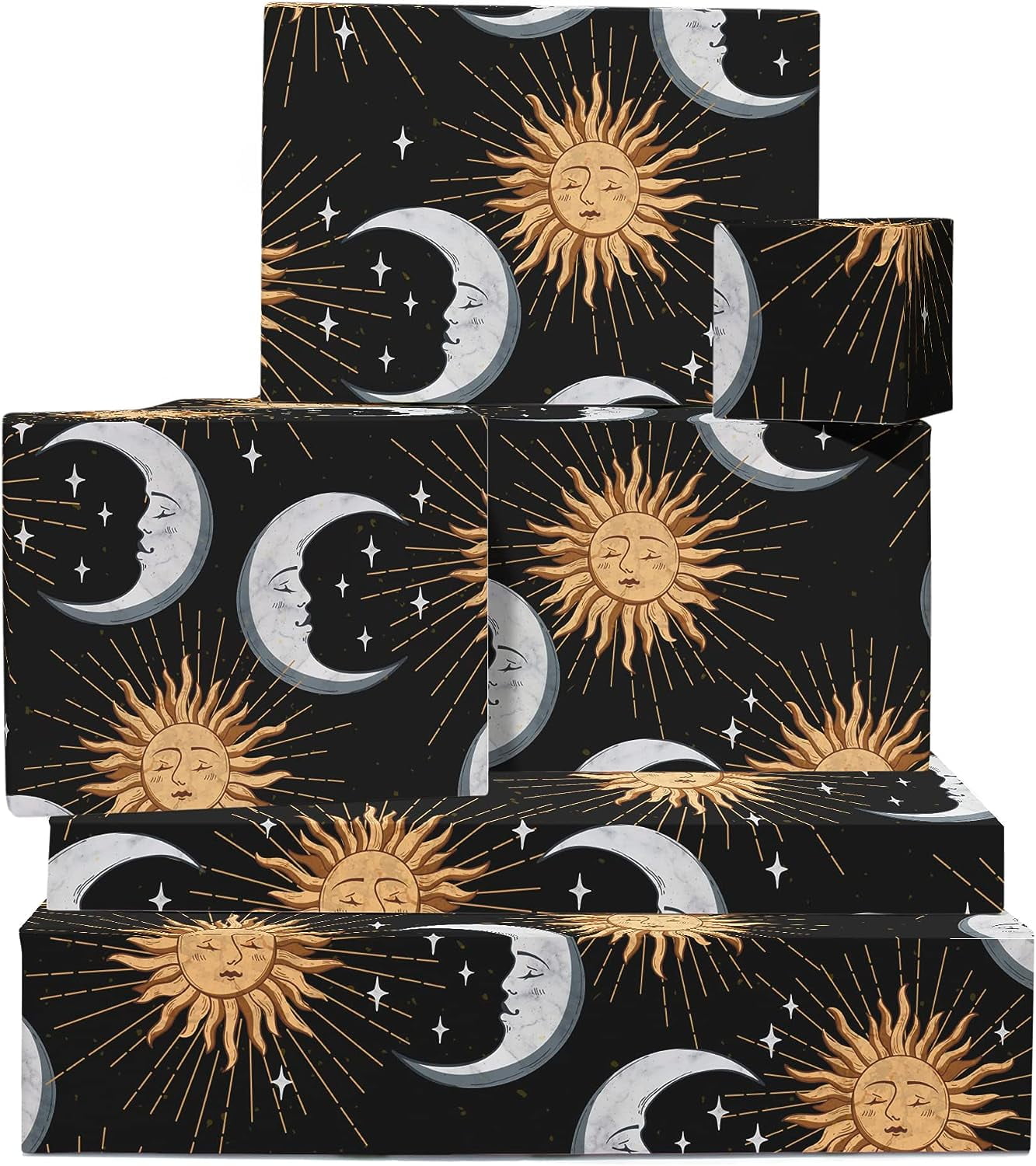 Celestial Wrapping Paper - 6 Sheets of Galaxy Gift Wrap and Tags - Sun ...