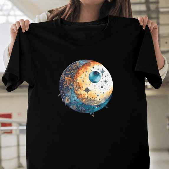 Celestial Yin Yang Shirt Galaxy Sun Moon Trippy Cosmic Art Unisex T ...