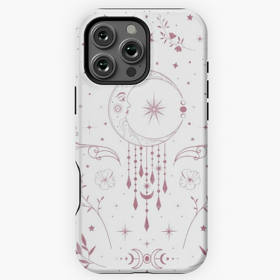 Celestial crescent moon with floral accents and moon phase Phone Case ...