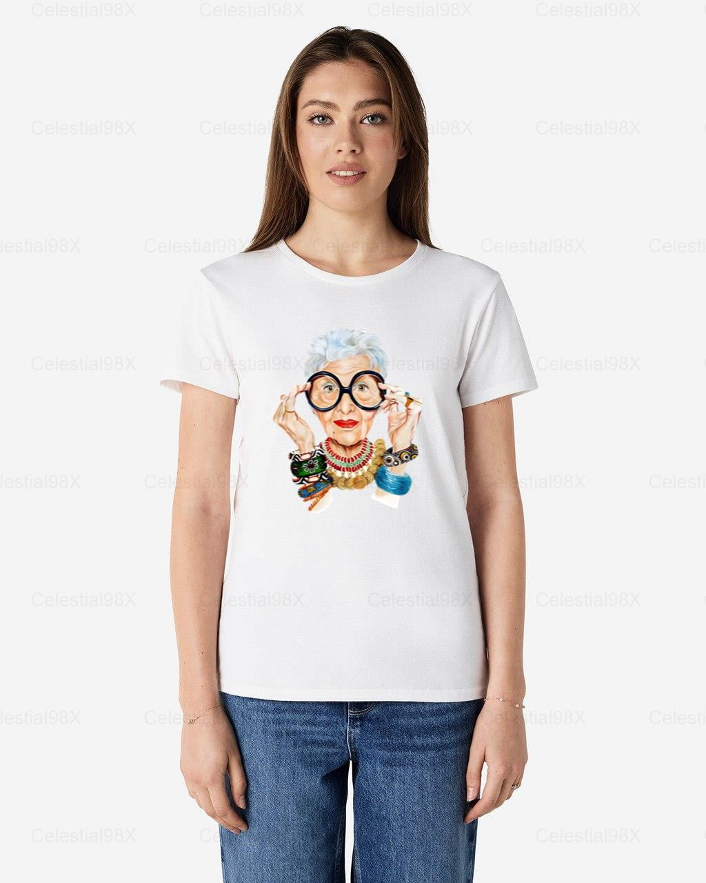 Celestial98X Iris Apfel T-Shirt RIP Fashion Icon Tribute Remembrance Graphic Tee, for unisex up ...