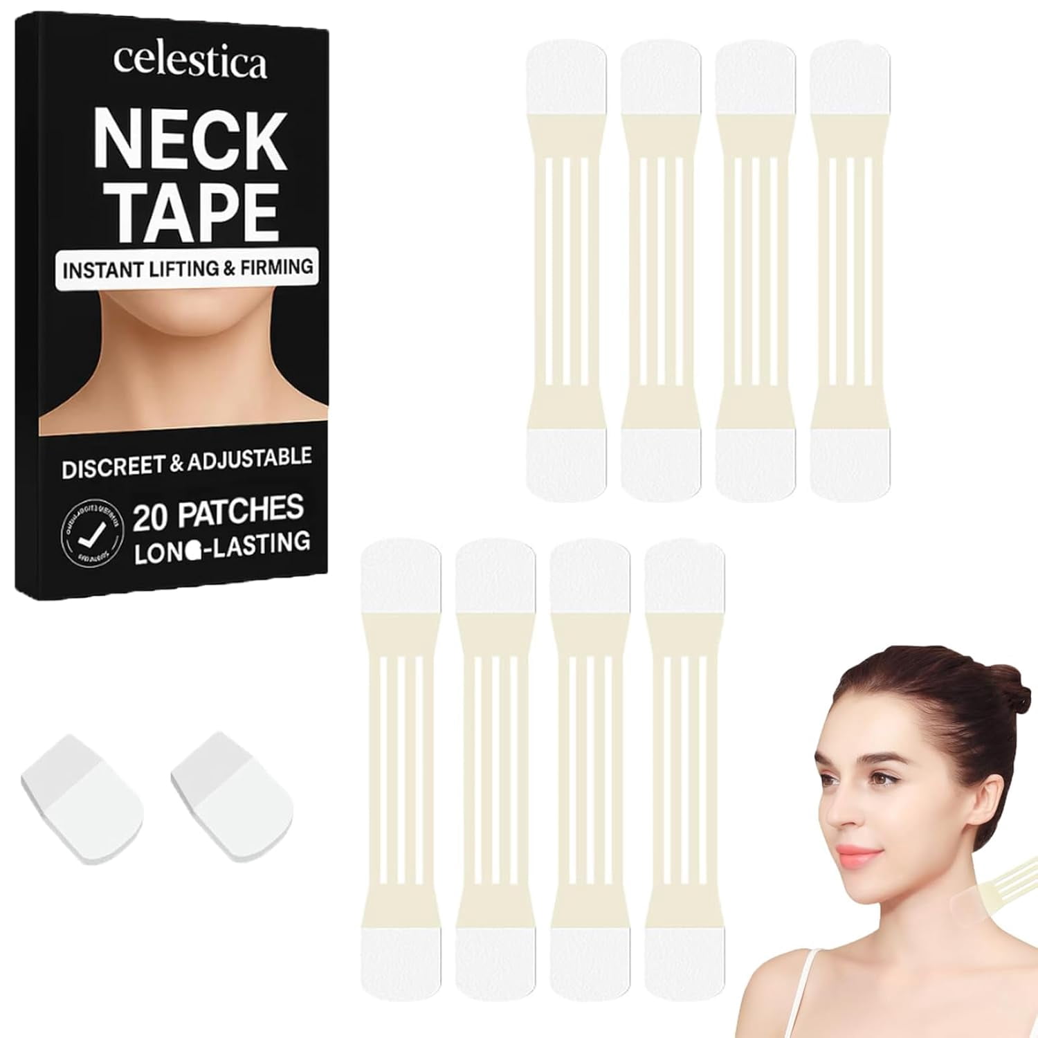 Celestica Instant Neck Tape, 20PCS Invisible Neck Tightening Strips for ...