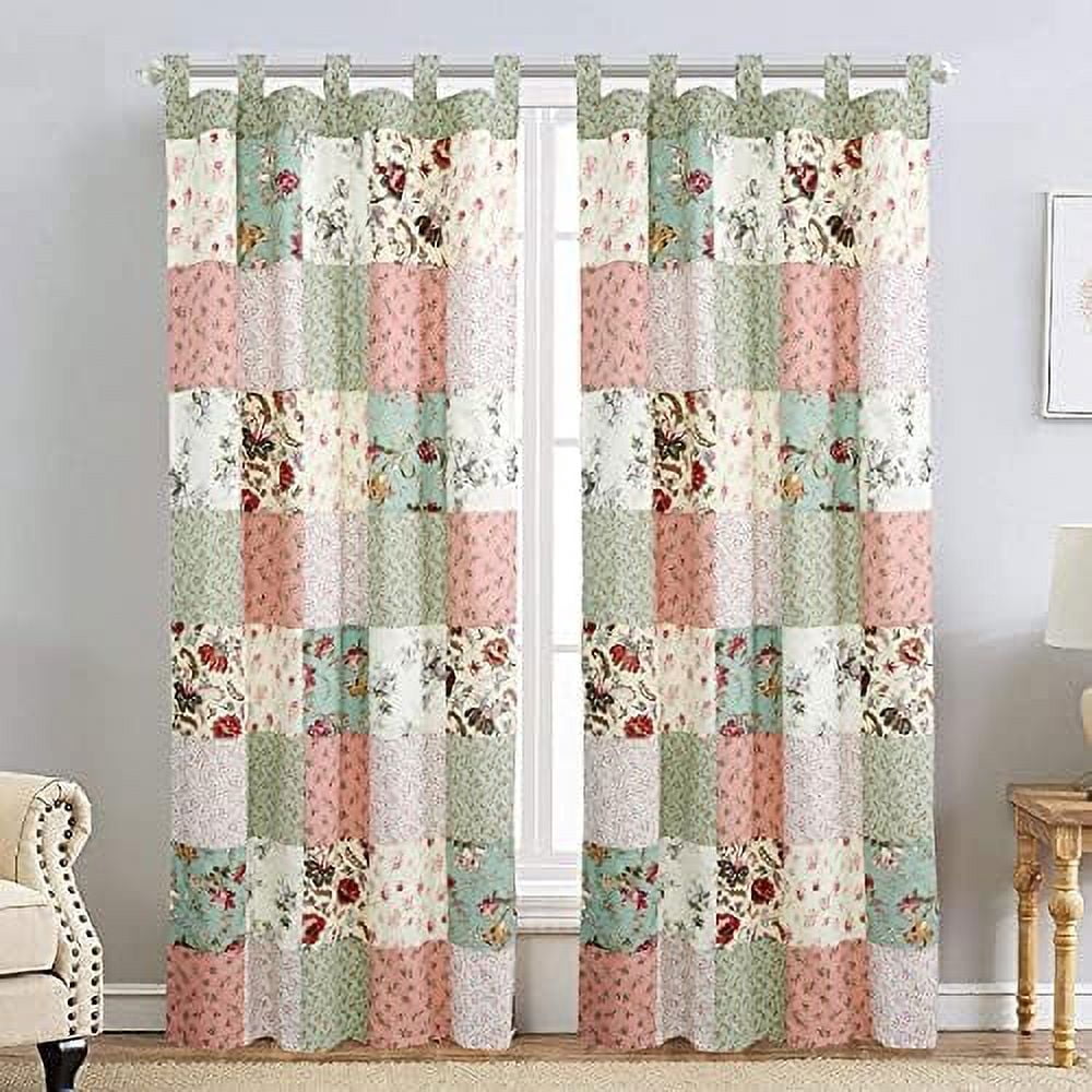 Celia Peachy Floral Vine Country Cottage Flower Garden Patchwork Window ...