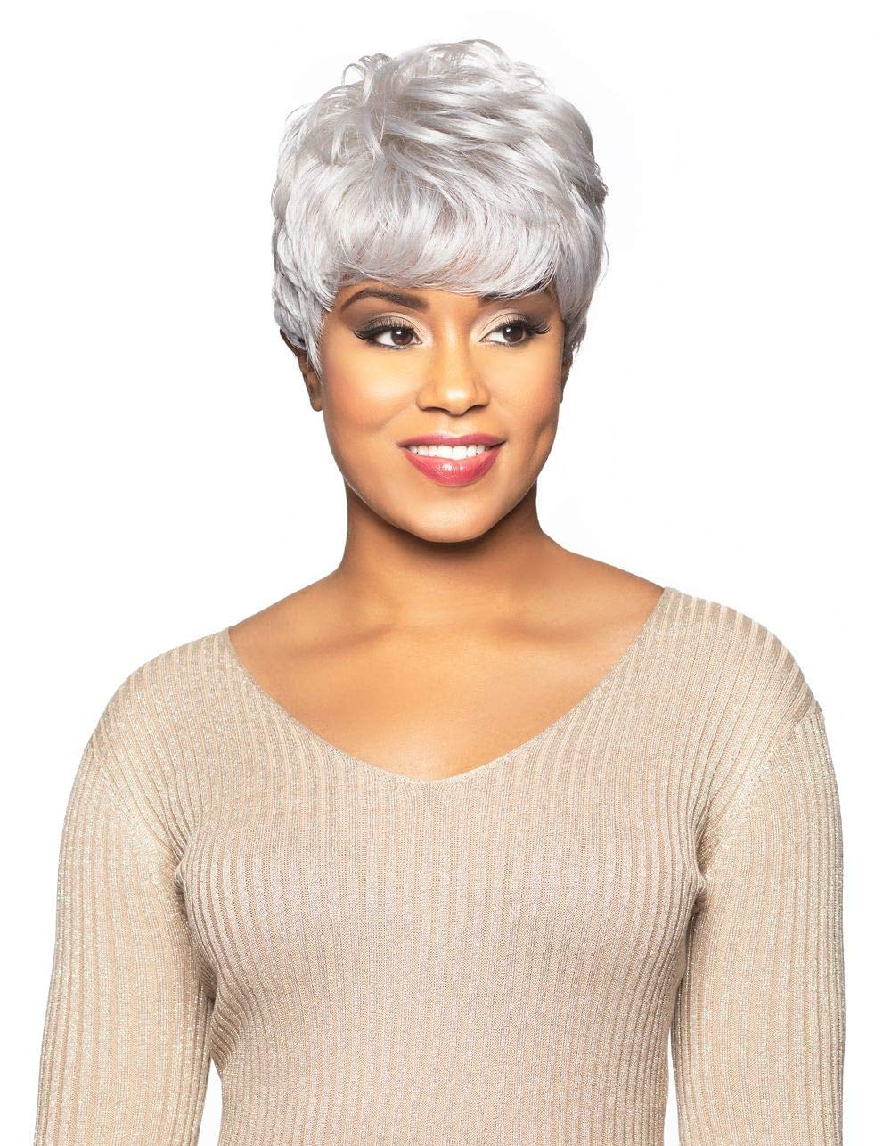 Celia Wig Color Silver - Foxy Silver Wigs Short Pixie Wavy Boy Cut ...