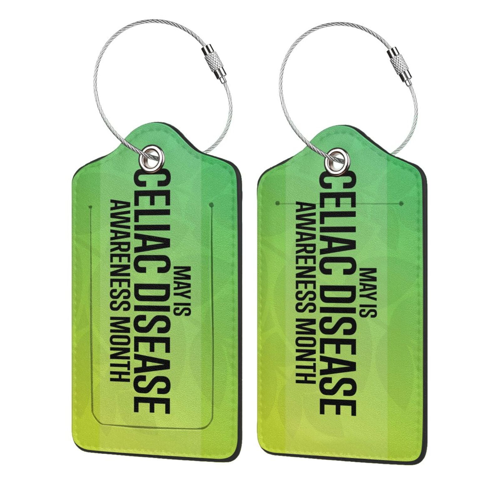Celiac Disease Awareness Light Green Ribbon Luggage Tags for Suitcase ...