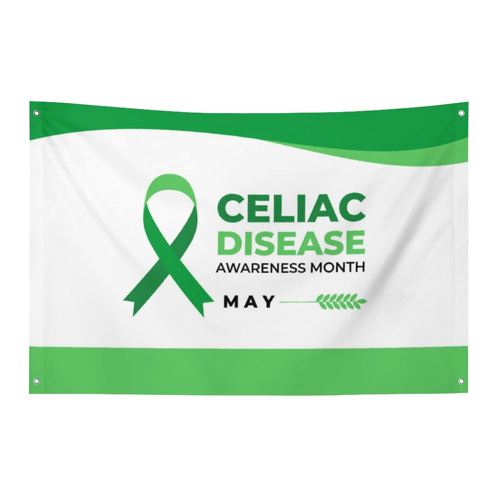 Celiac Disease Awareness Light Green Ribbon Tapestry Banner Backdrop ...