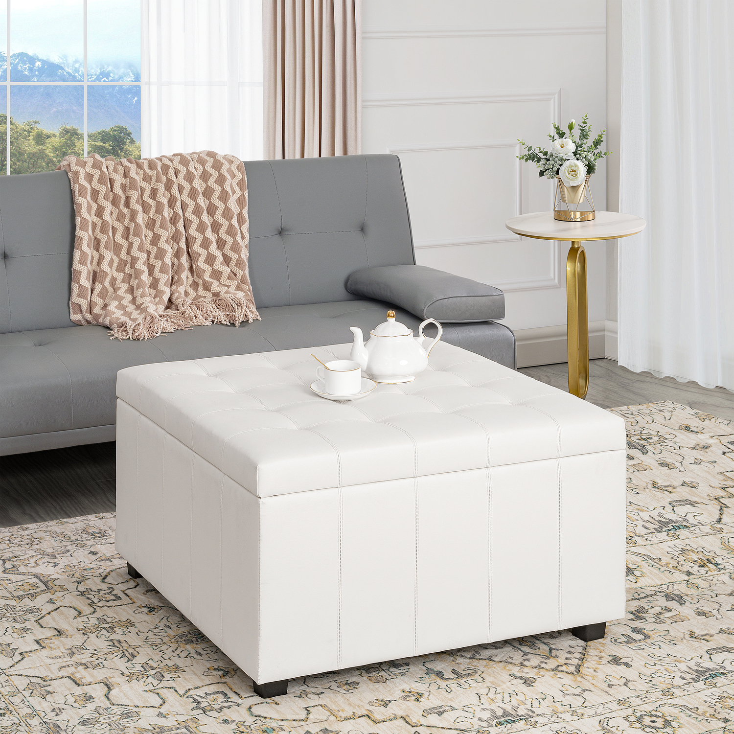 Naomi Home Celine 31" Large Ottoman with Storage, Upholstered Bench ...