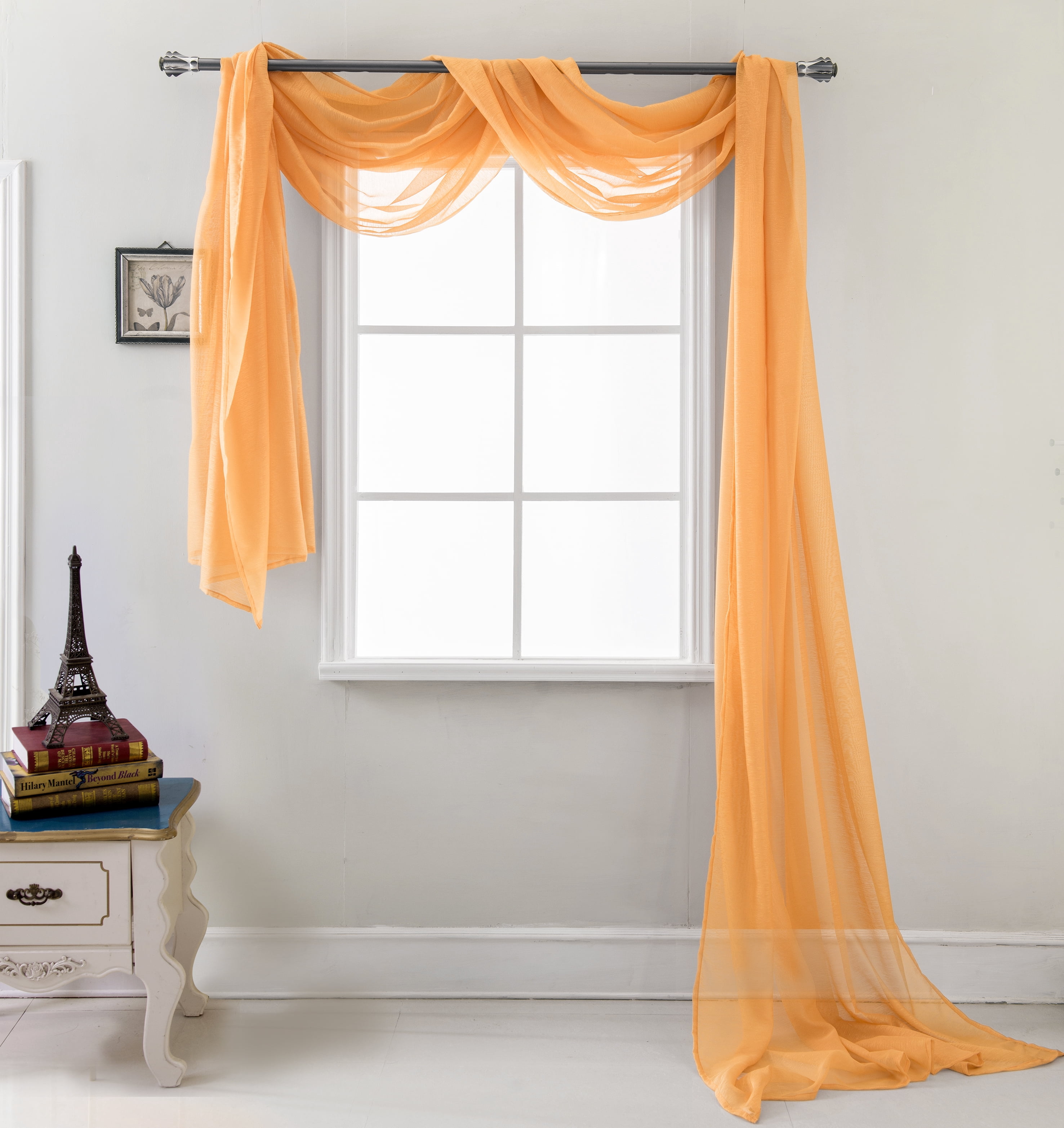 Celine 55 x 216 in. Sheer Curtain Scarf in Neon Orange - Walmart.com