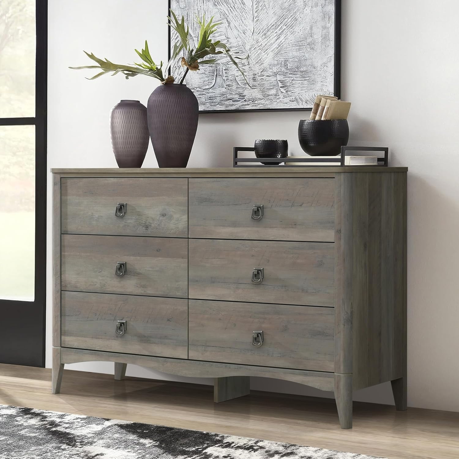 Celine 6 Drawers Dresser with Pre-Assembled Interlock and Slides 47.3 ...