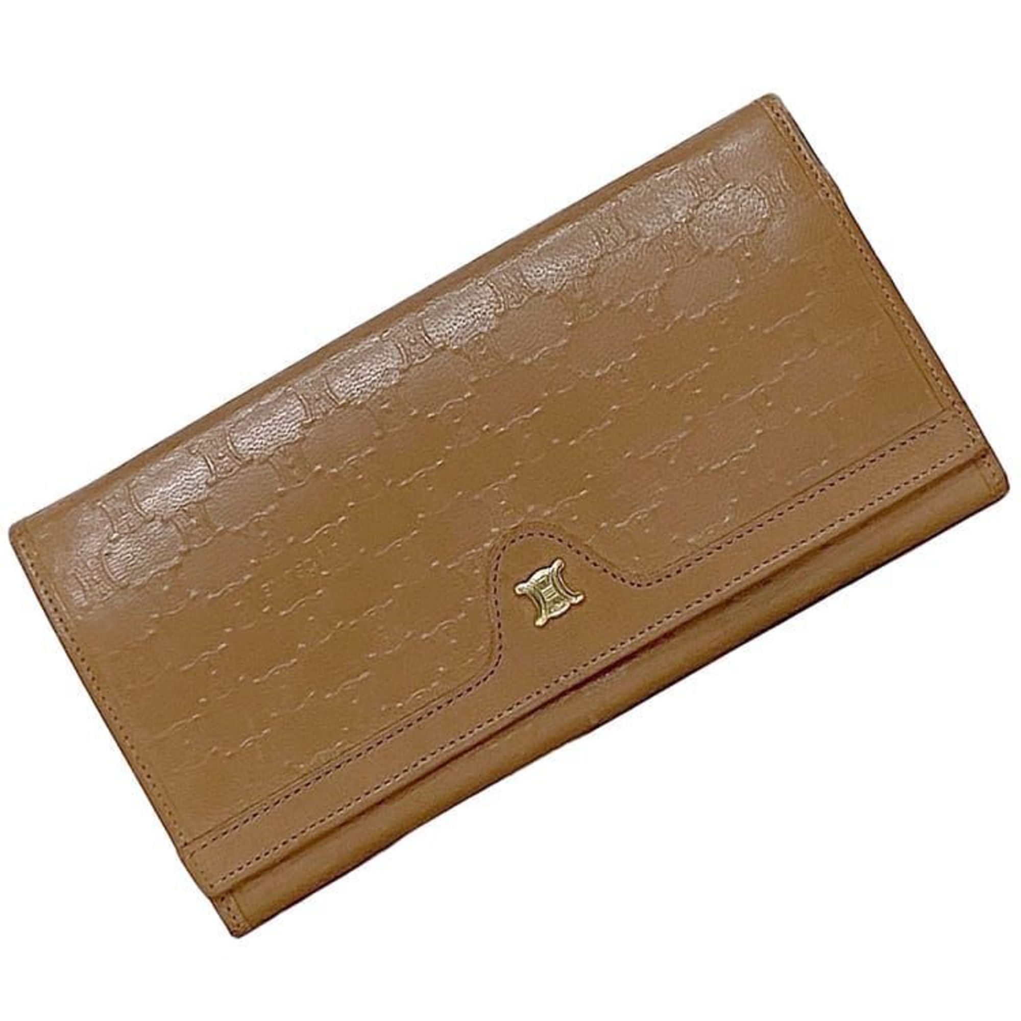 Pre-Owned Celine Bi-fold Long Wallet Beige Macadam Leather M06 CELINE ...