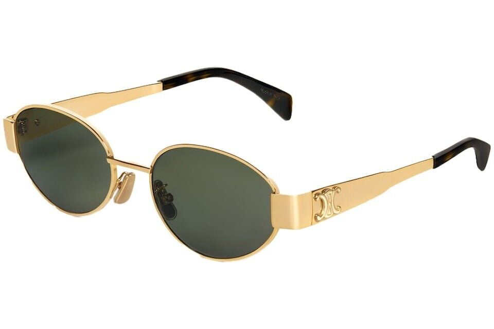 Celine CL40235U 4S235 Triomphe Oval Metal Gold Frame Green Lens ...