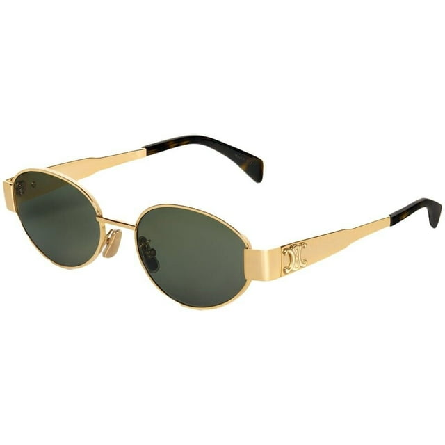 Celine CL40235U 4S235 Triomphe Oval Metal Gold Frame Green Lens ...
