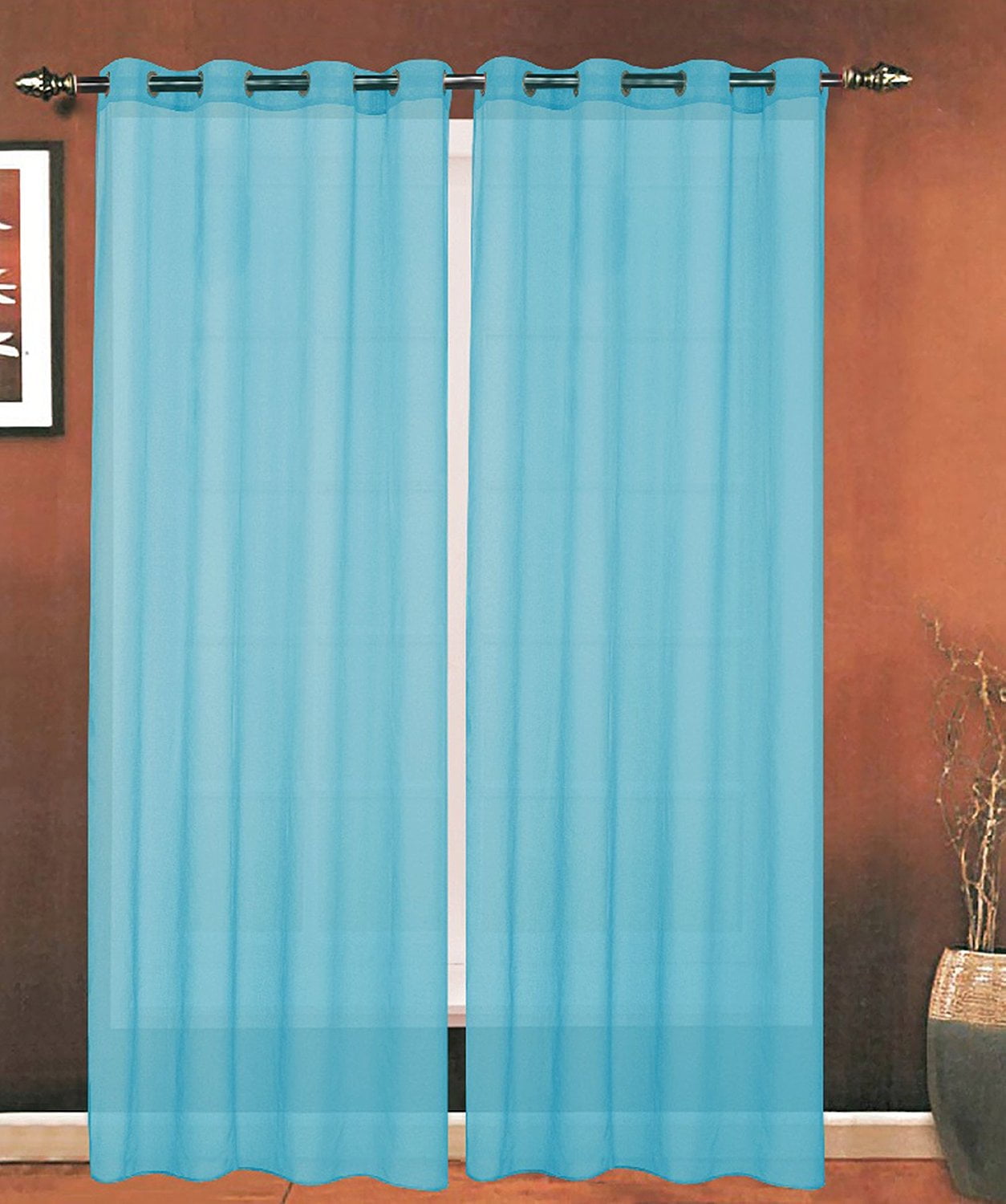 Celine Linen Luxury 2-Piece Grommet SHEER PANEL/CURTAIN - Window ...