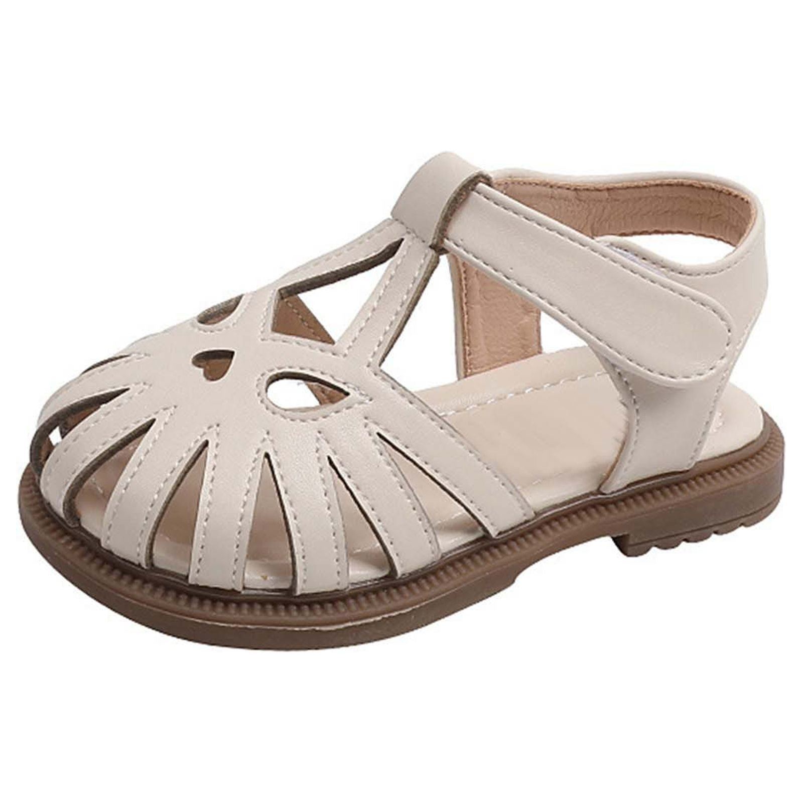 Celivon Girls And Toddler Leather Sandals Girl Half Open Toe Mesh Flat ...