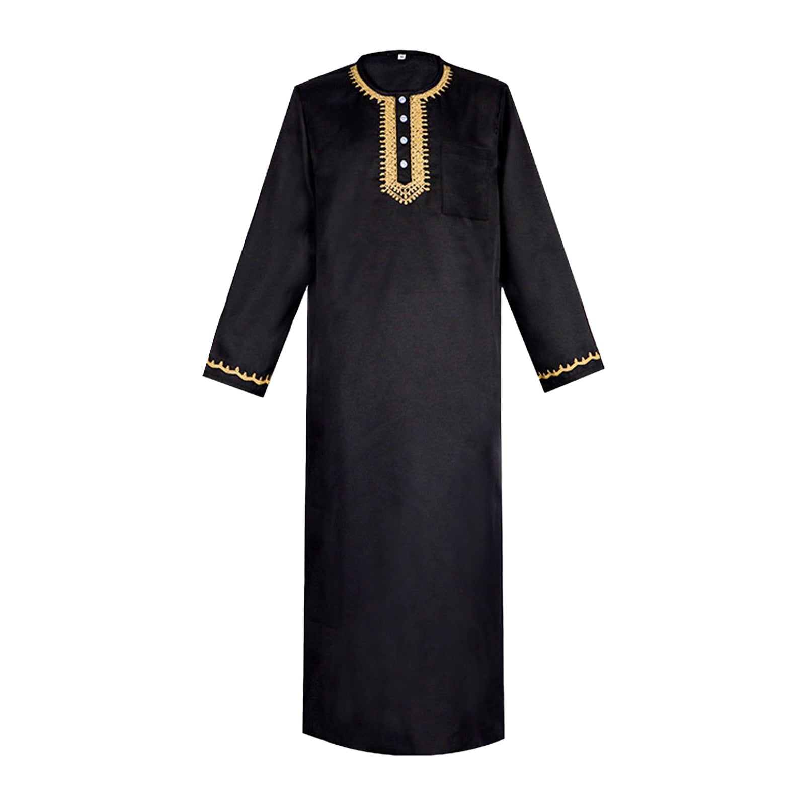 Celivon Mens Kaftan V Neck Casual Long Sleeve Thobe Loose Arabic ...