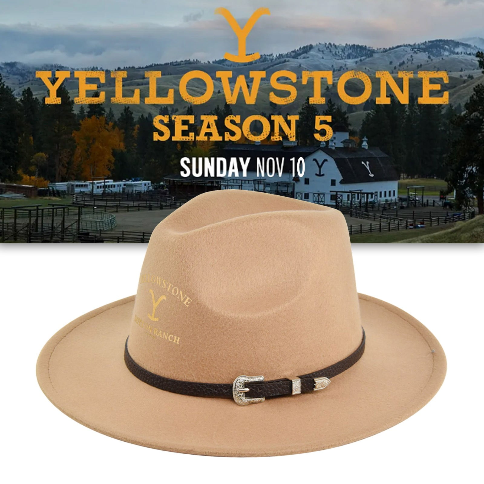 Celivon Mens Yellowstone Western Cowboy Hat Summer Sunscreen Casual ...