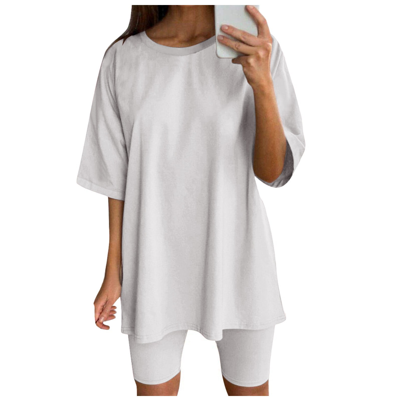 Celivon Plus Size Workout Sets For Women 2 Piece Short Sleeve Tops ...