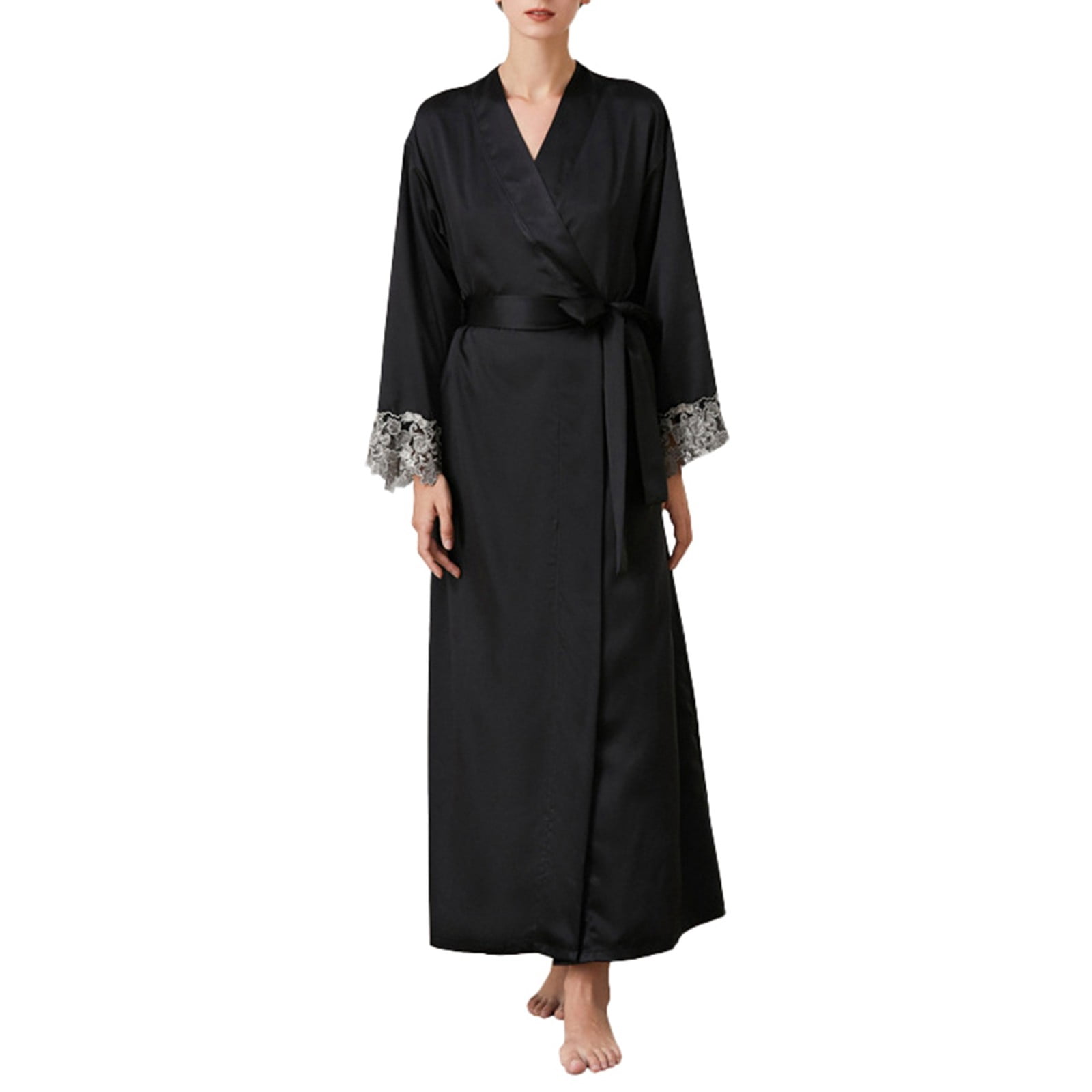 Celivon Silk Robes For Women Spring Summer Long Pajamas Smooth ...