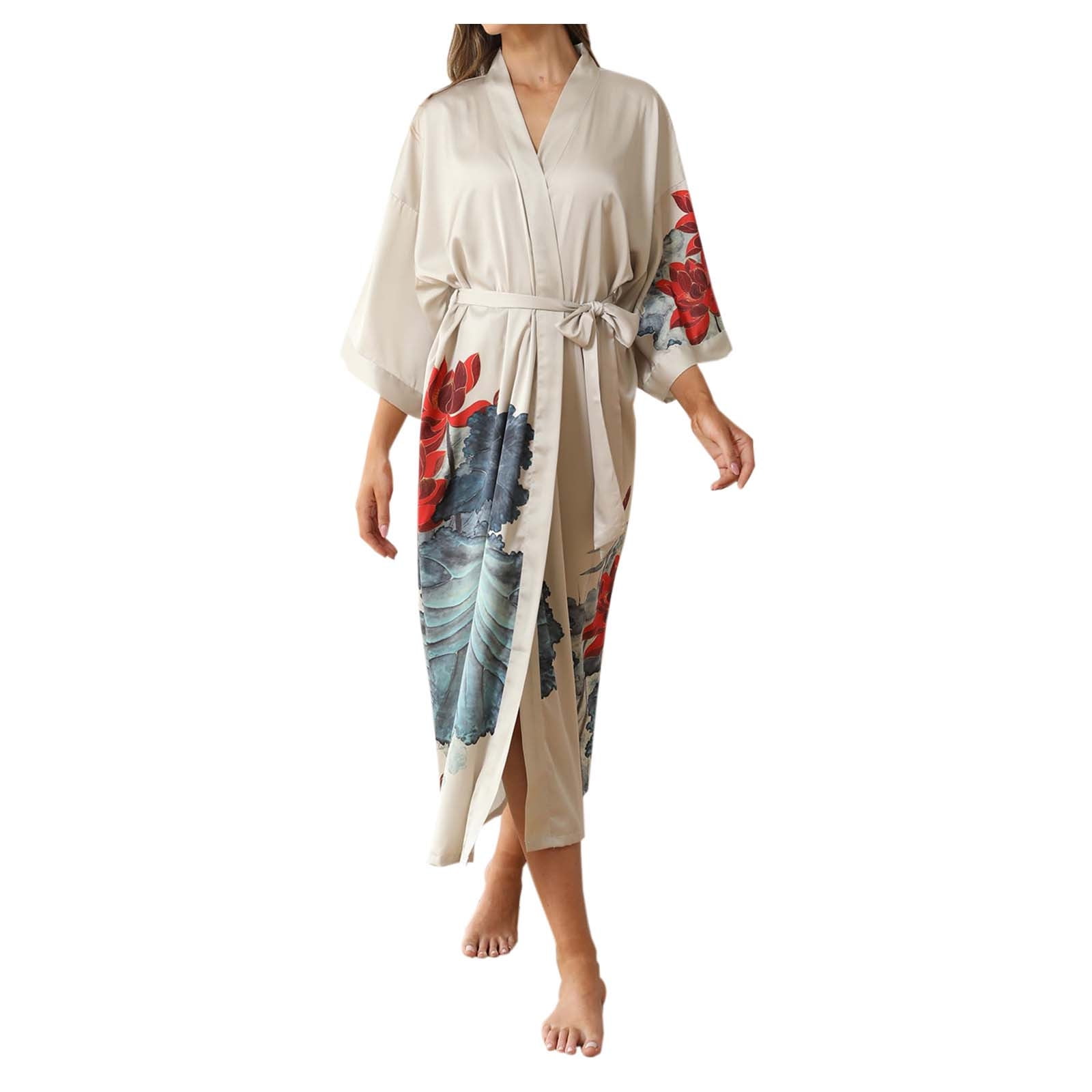 Celivon Silk Satin Robes For Women Spring Summer Long Pajamas Smooth ...