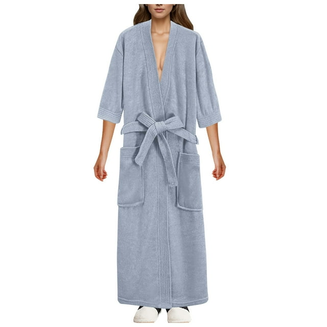Celivon Terry Cloth Robes For Women Spring Autumn Long Pajamas Smooth ...