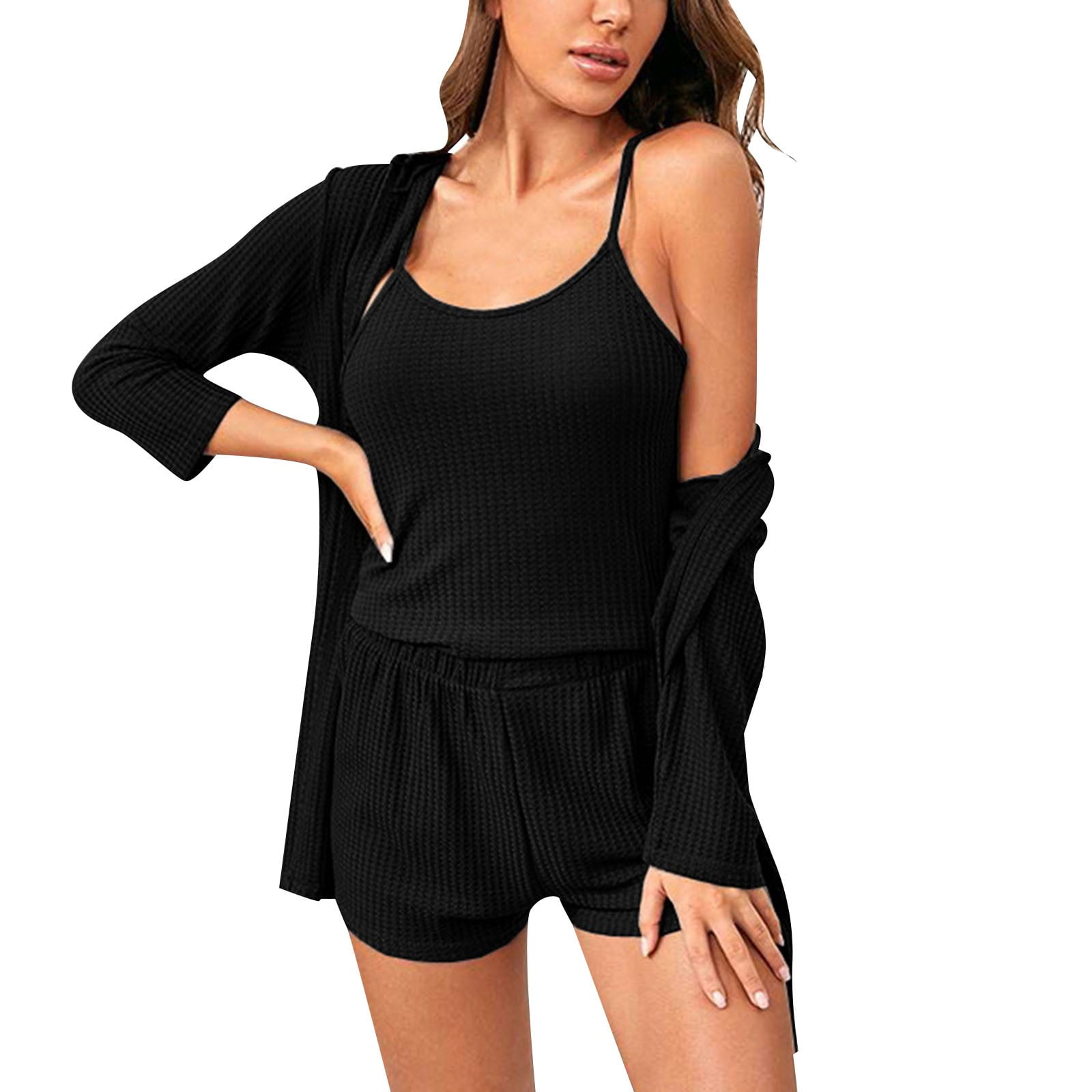 Celivon Waffle Robes For Women Spring Summer Long Pajamas Smooth 3 ...