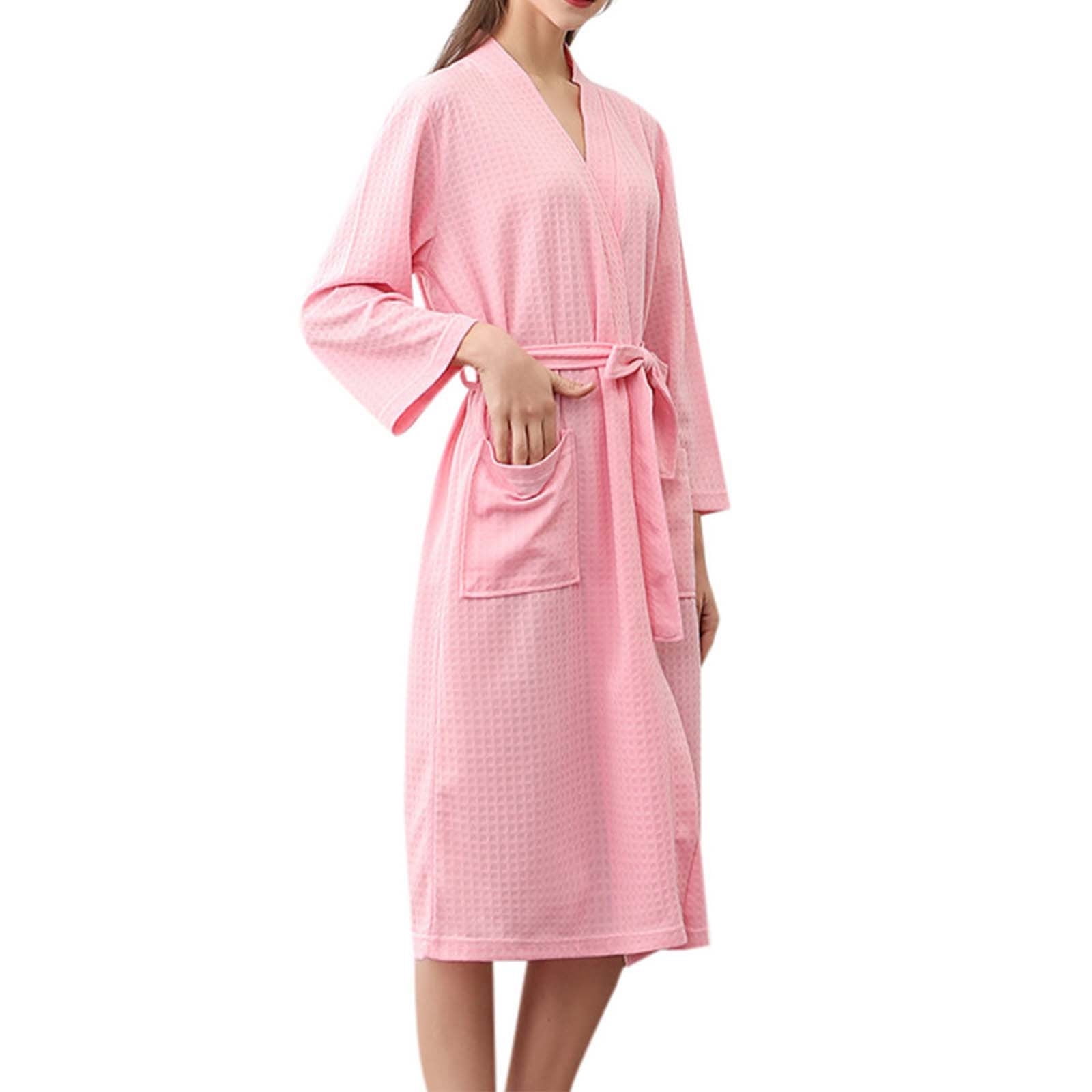 Celivon Waffle Robes For Women Spring Summer Long Pajamas Smooth Mens ...