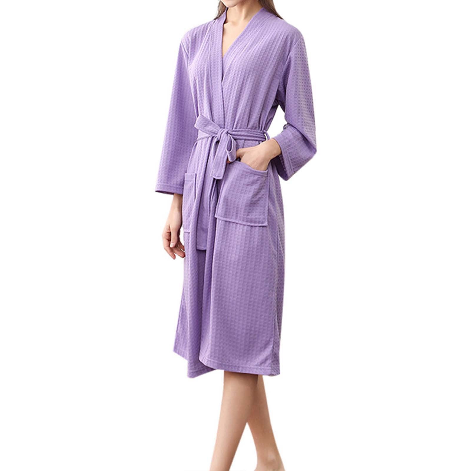 Celivon Waffle Robes For Women Spring Summer Long Pajamas Smooth Mens ...
