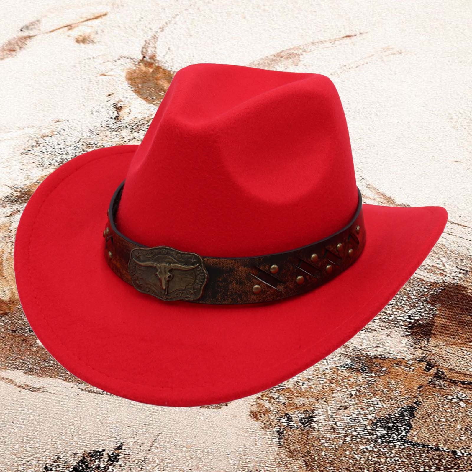 Celivon Western Cowboy Hat Jazz Bowler Hat Cow Head Decoration Ethnic ...