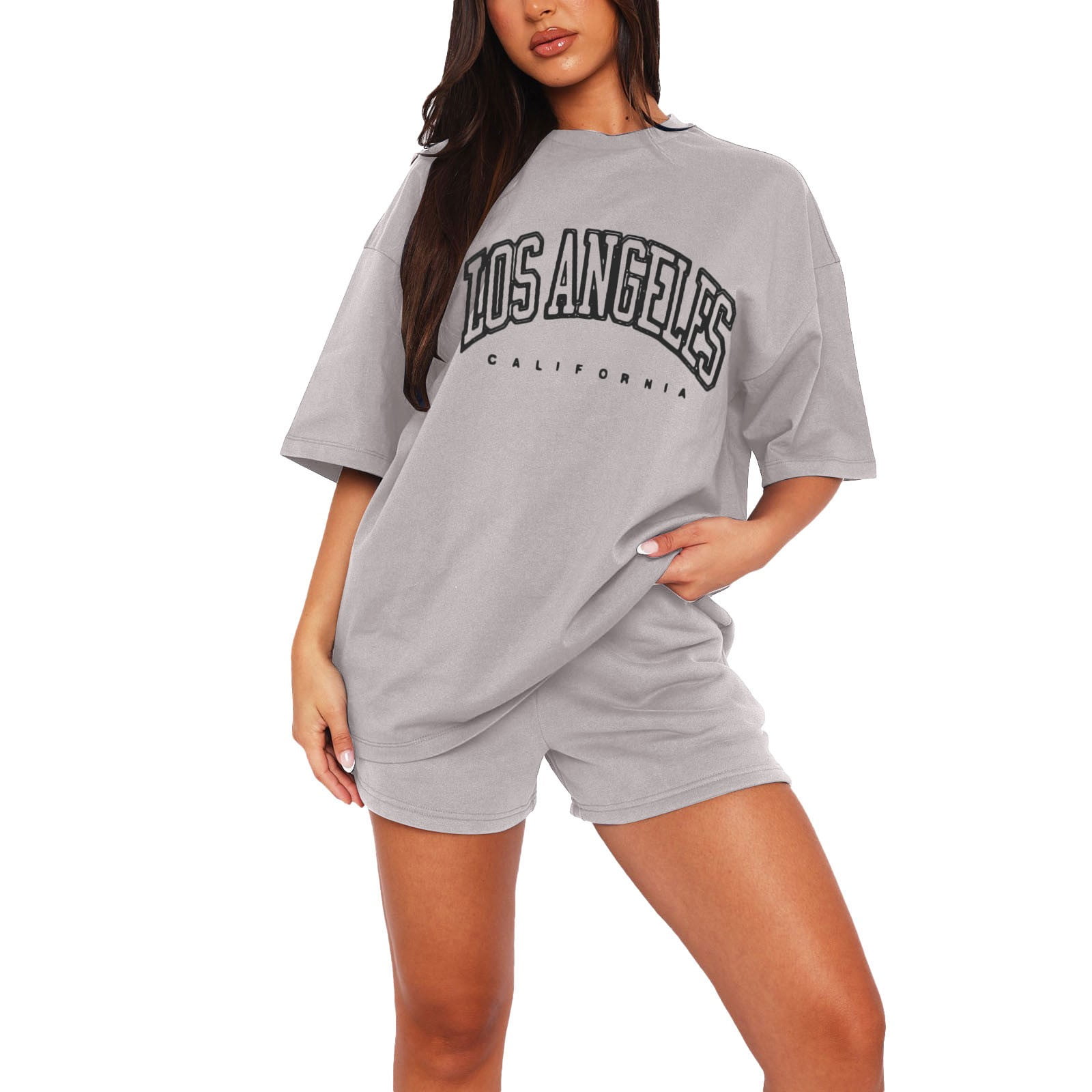 Celivon Workout Sets For Women 2 Piece Letter Print Tshirt And Shorts ...