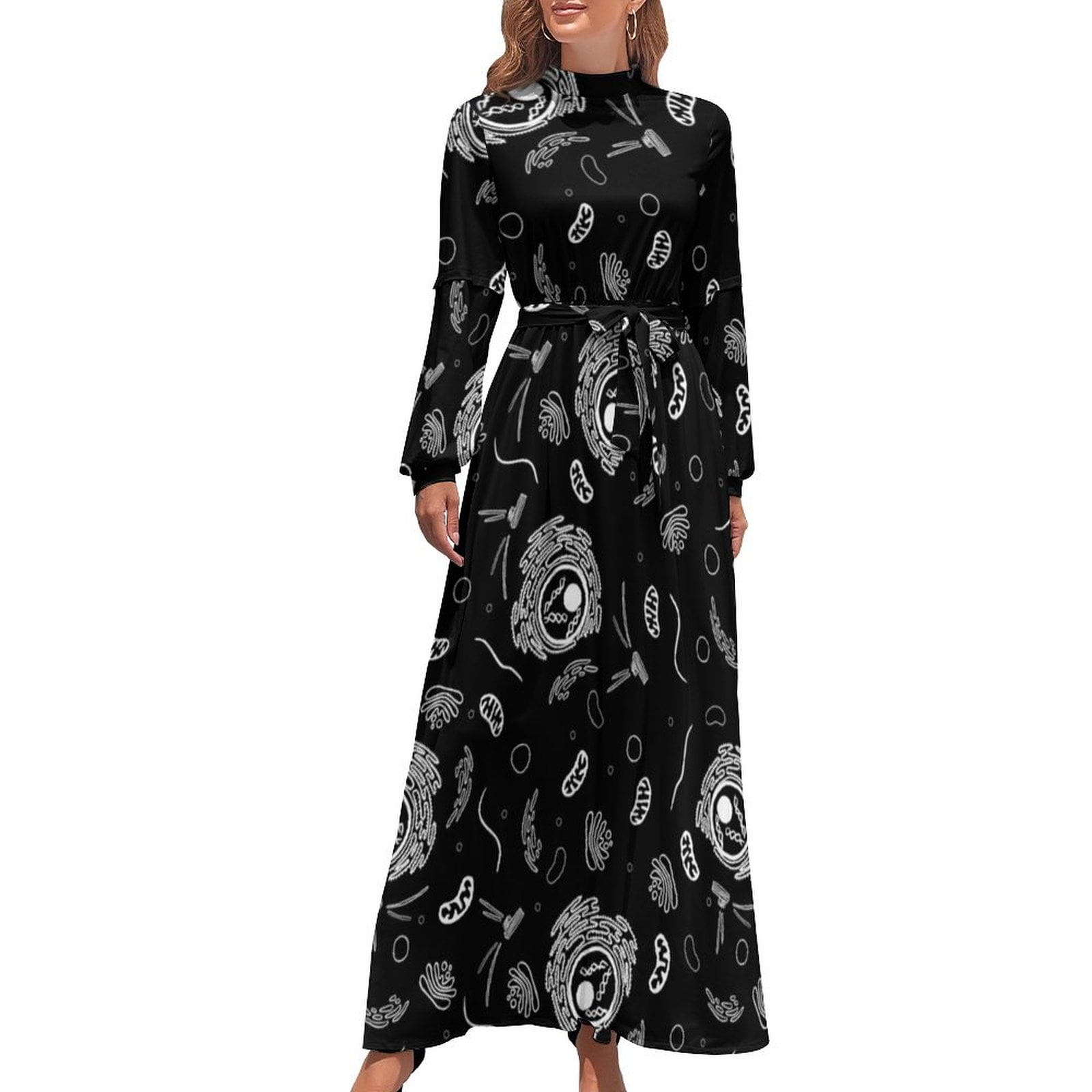 Cell Organelles - White on Black Long Dress dresses for women 2024 ...