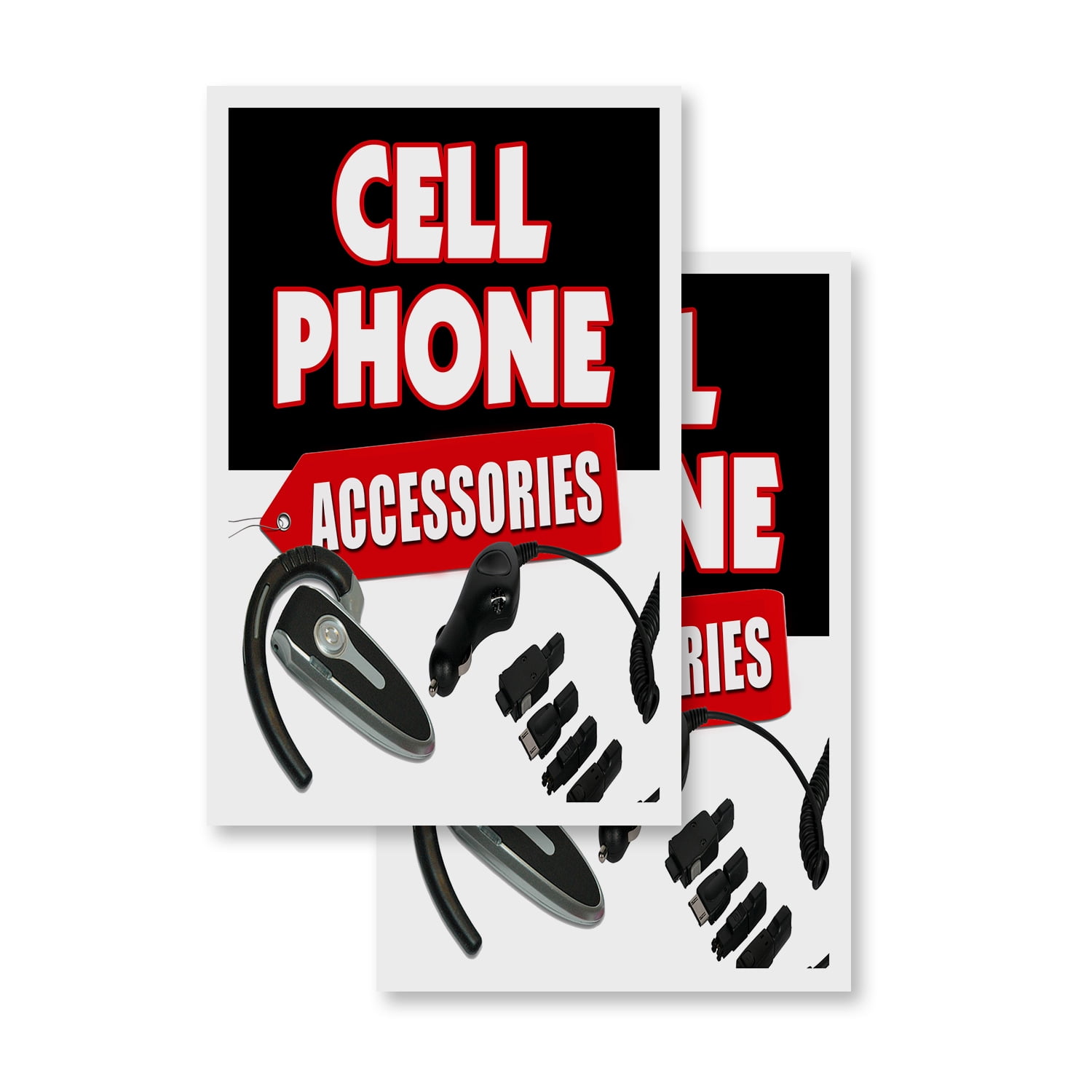 Cell Phone Accessories (2-PACK) 24" x 36" Vinyl Decals | Sign Insert ...