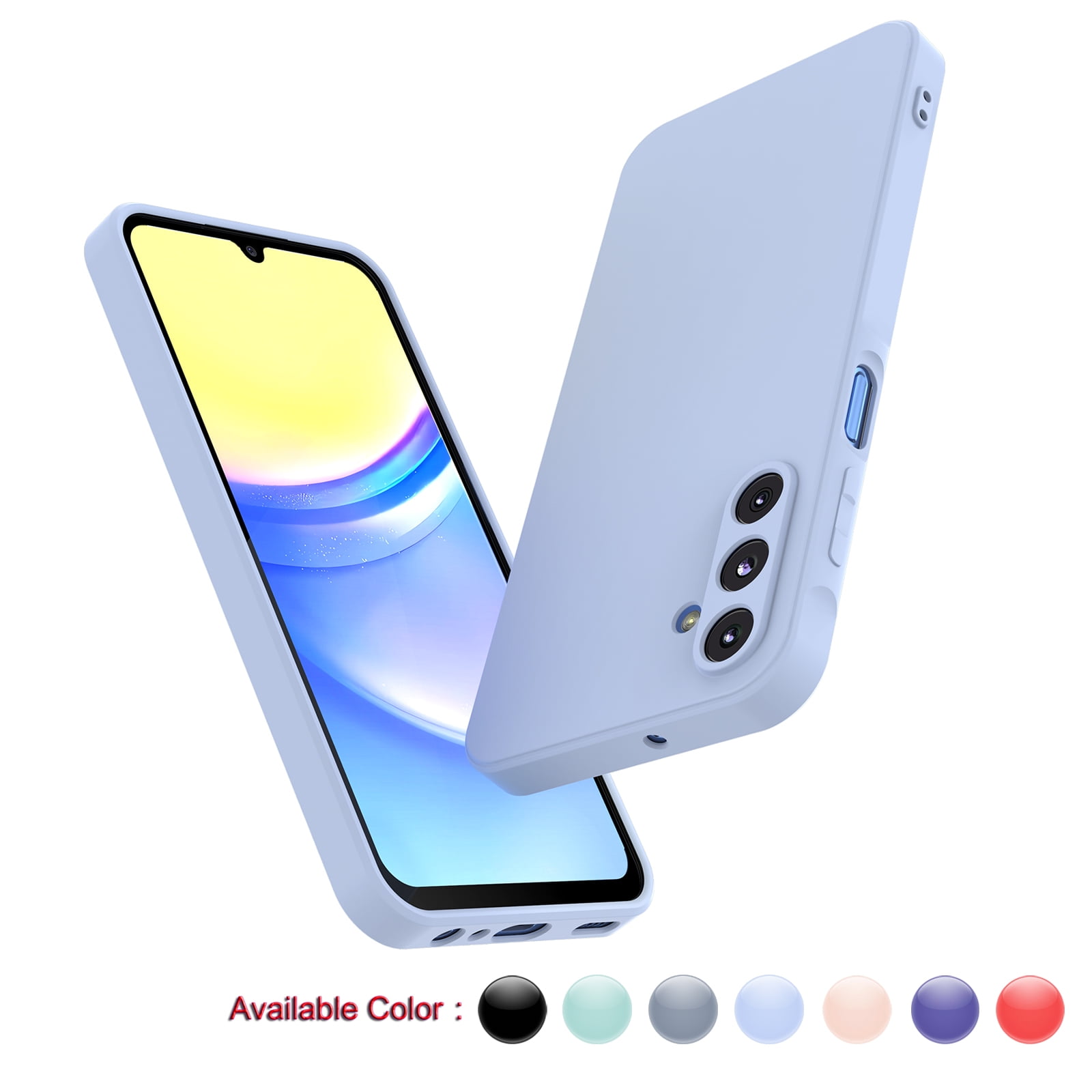 Ultra Slim Shockproof Liquid Silicone Gel Rubber Case for Samsung Galaxy A15 5G, Matte Surface ...