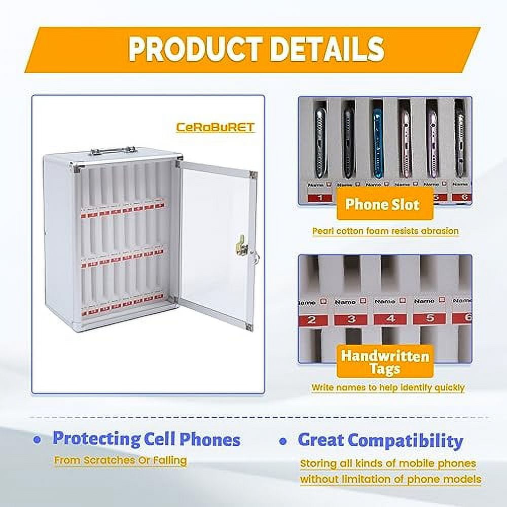 Cell Phone Cabinet, Aluminum Alloy Pocket Chart Cell Phones Storage ...