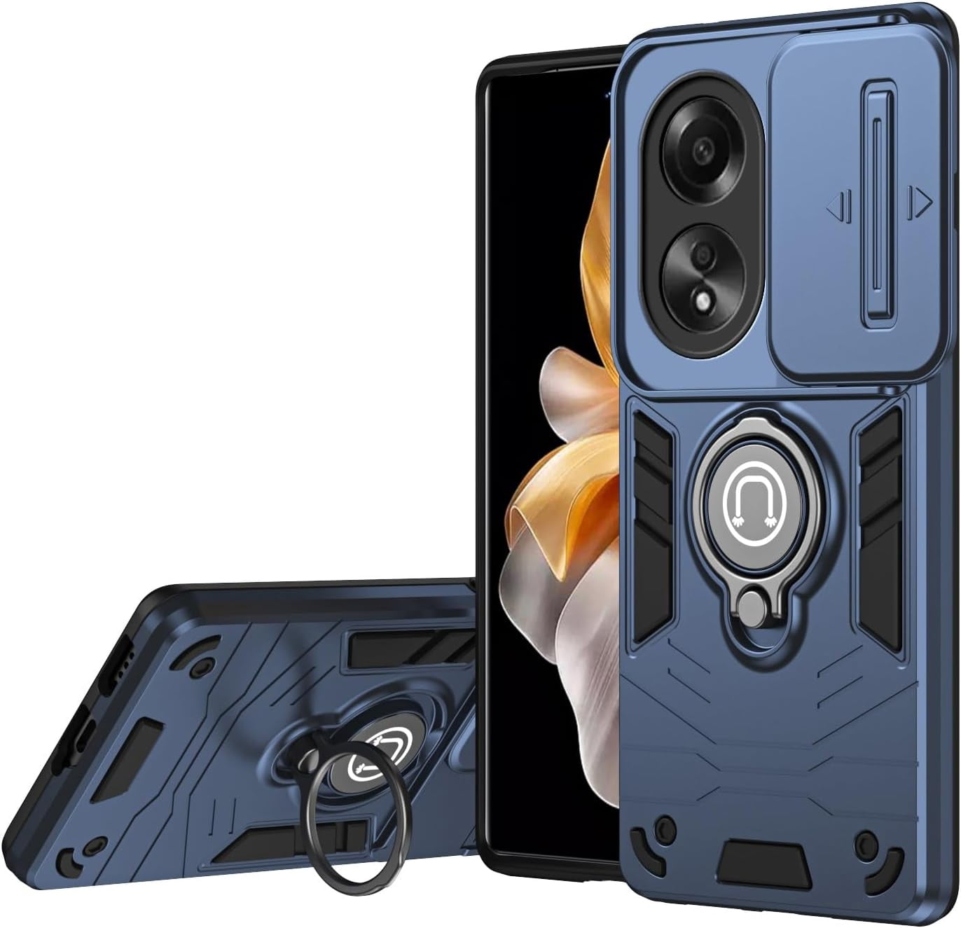 Cell Phone Case Compatible with Oppo A58 4G Case with Kickstand & Slide ...